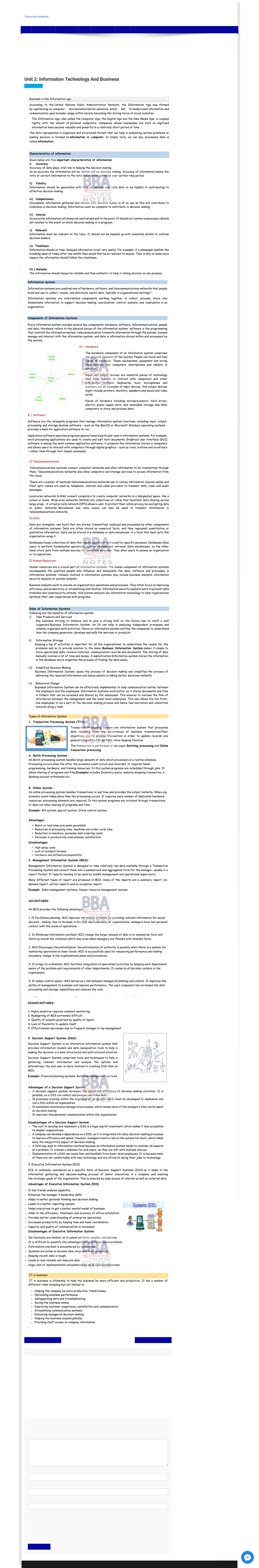 Unit 2 Information Technology and Business - BBA Study Notes ( Nepal ...