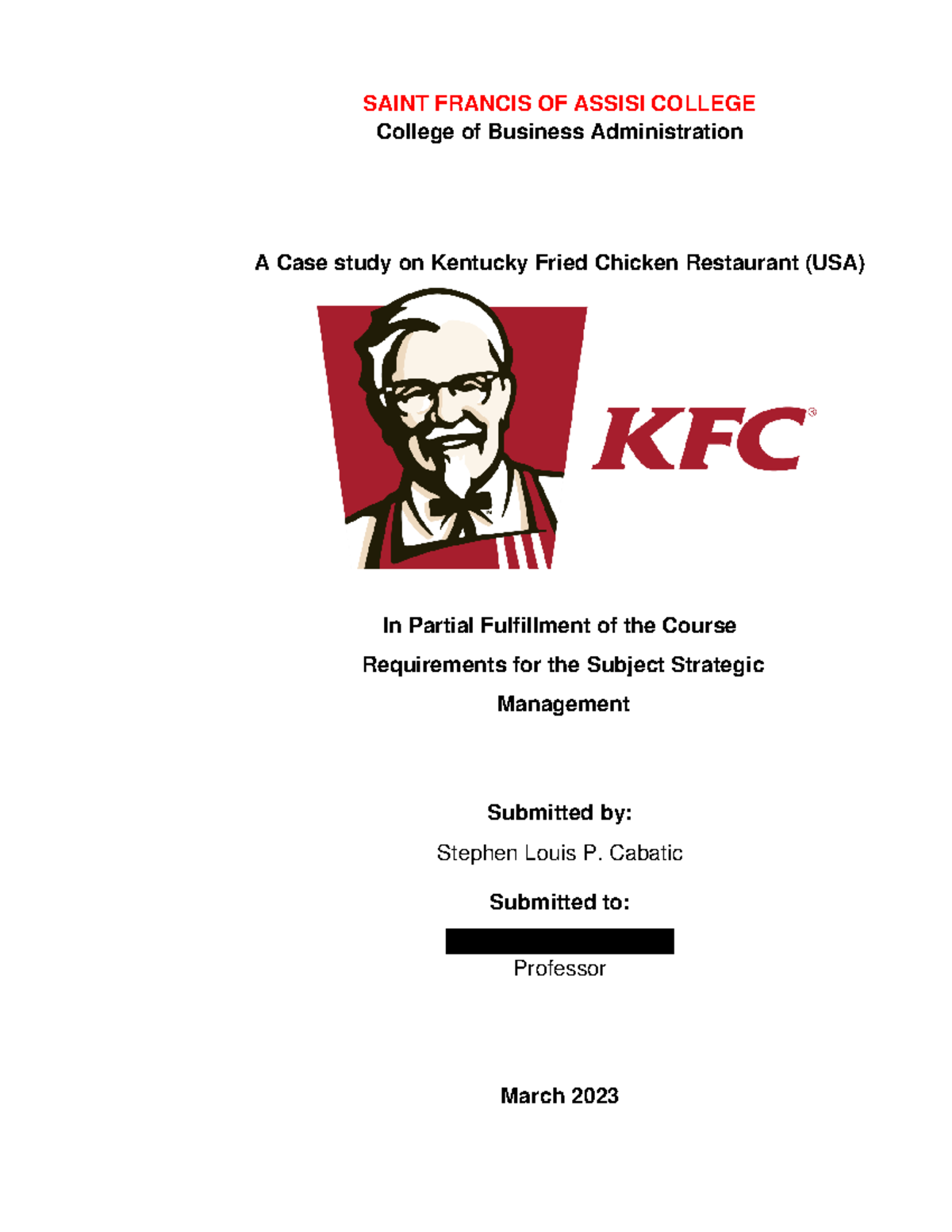 Strategic Management Case Study: KFC USA Analysis and Recommendations ...