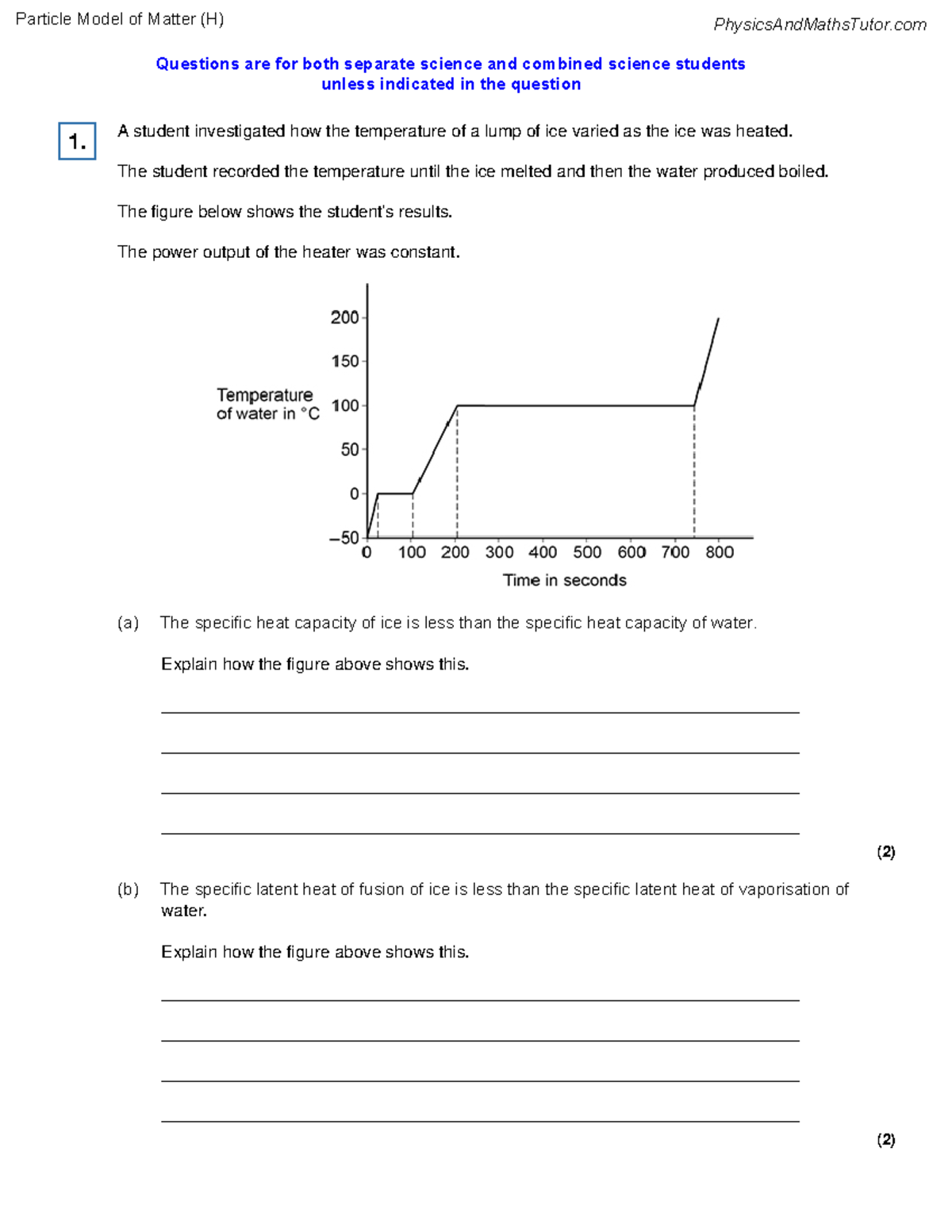 Particle Model of Matter (H) QP - A student investigated how the ...