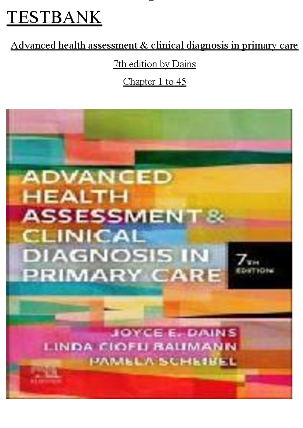Advanced Health Assessment & Clinical Diagnosis in Primary Care (L 567 ...
