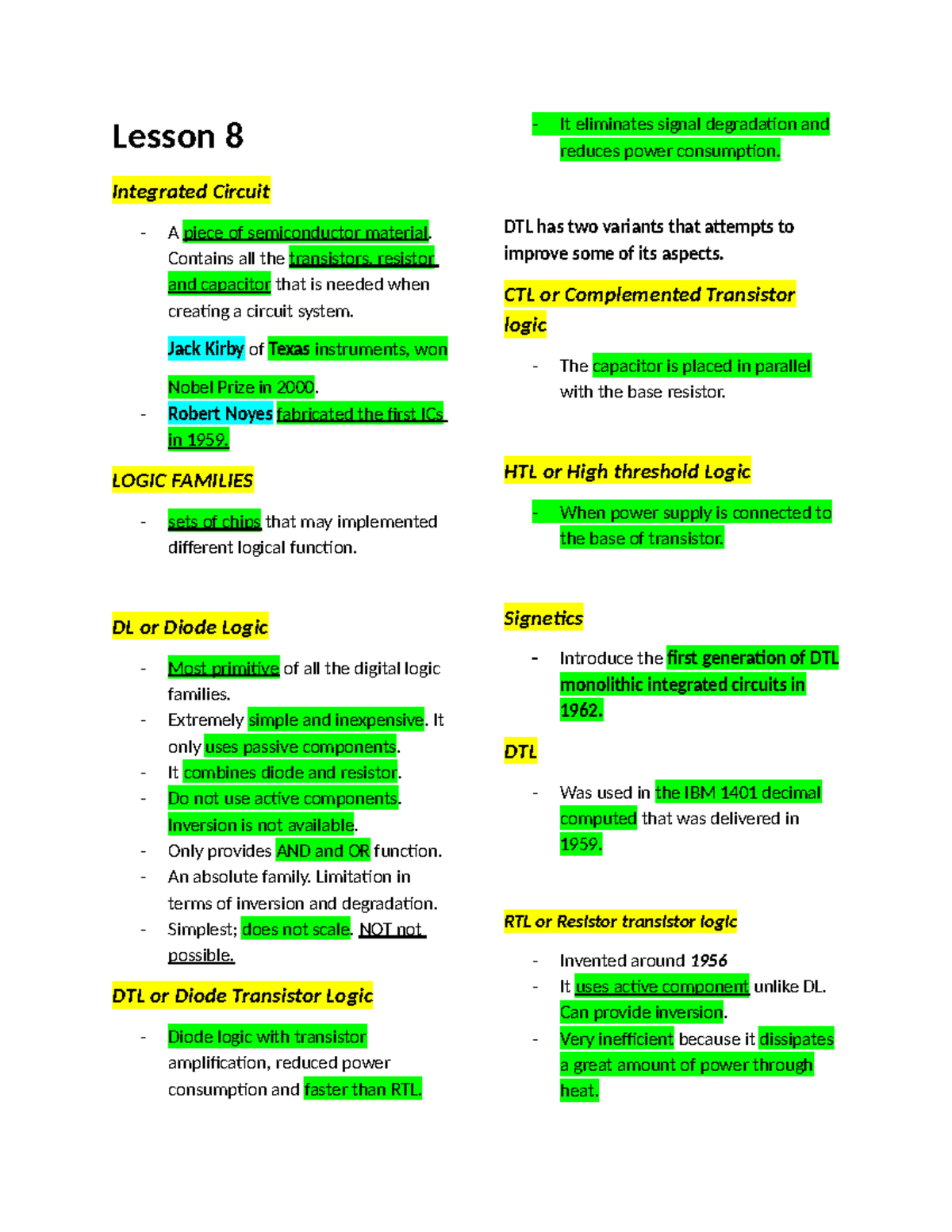 Final Exam Reviewer for DLOG: Integrated Circuits and Logic Families ...