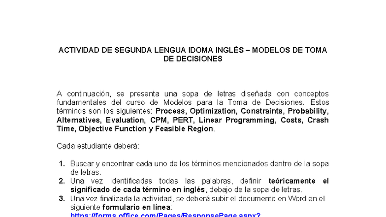 Actividad de Segunda Lengua: Sopa de Letras en Modelos de Toma de ...
