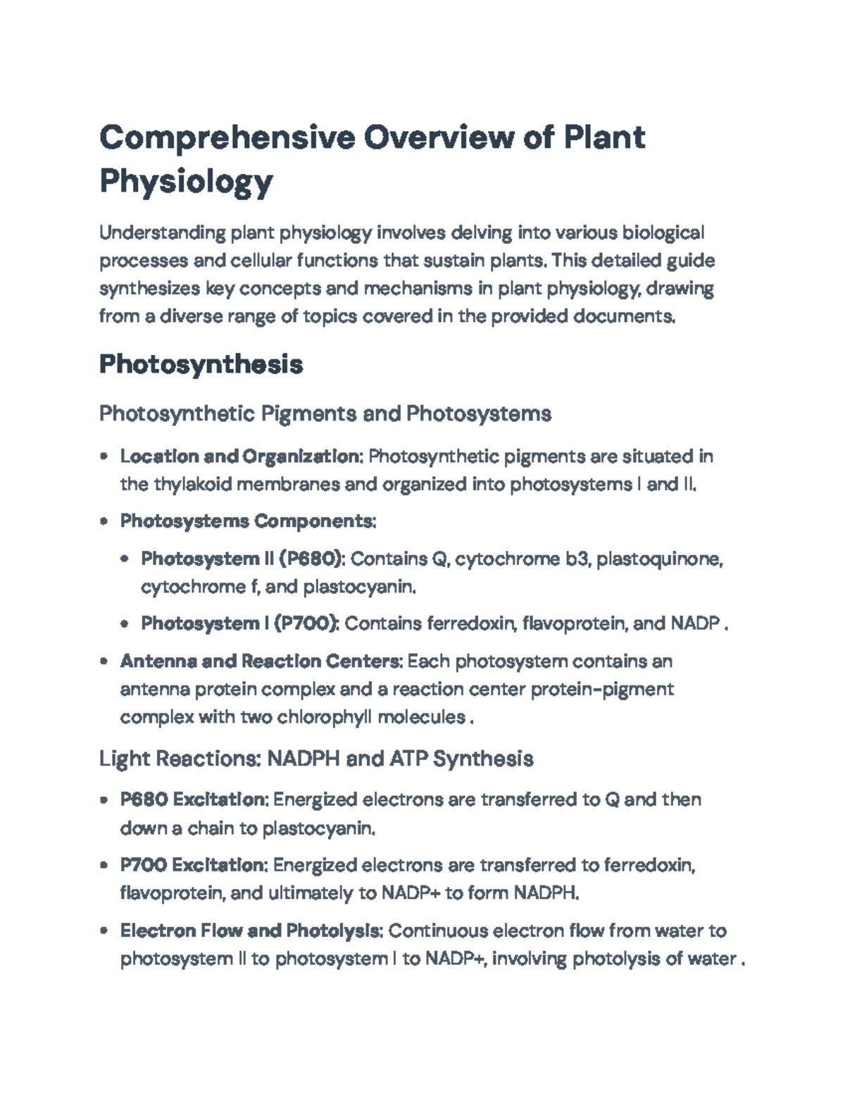 Plant Physiology and Genetics Overview: Key Concepts and Mechanisms ...
