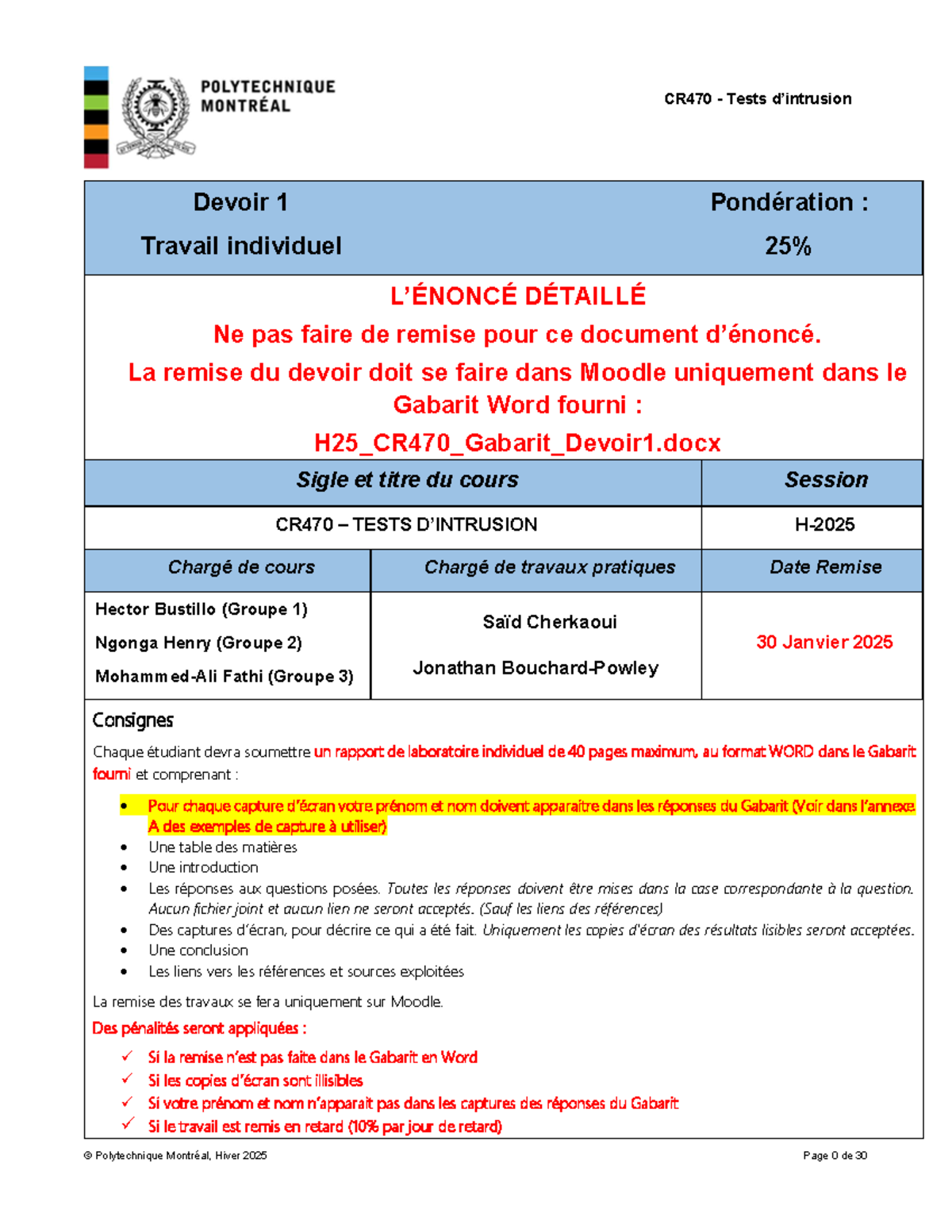 H25 CR470 Enoncé Devoir 1 - © Polytechnique Montréal, Hiver 2025 Page 0 ...