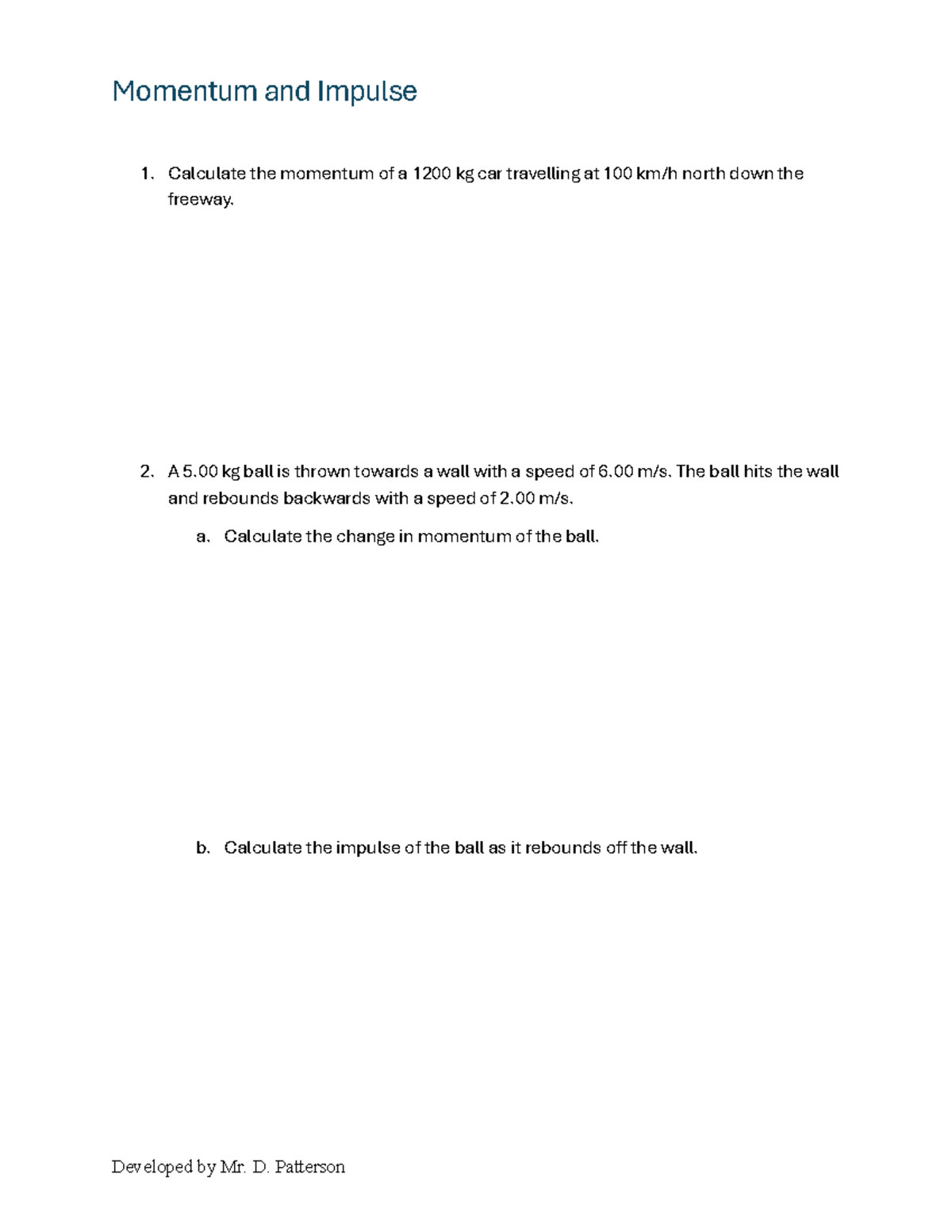 Momentum and Impulse Problems (PHYS 101) - Studocu