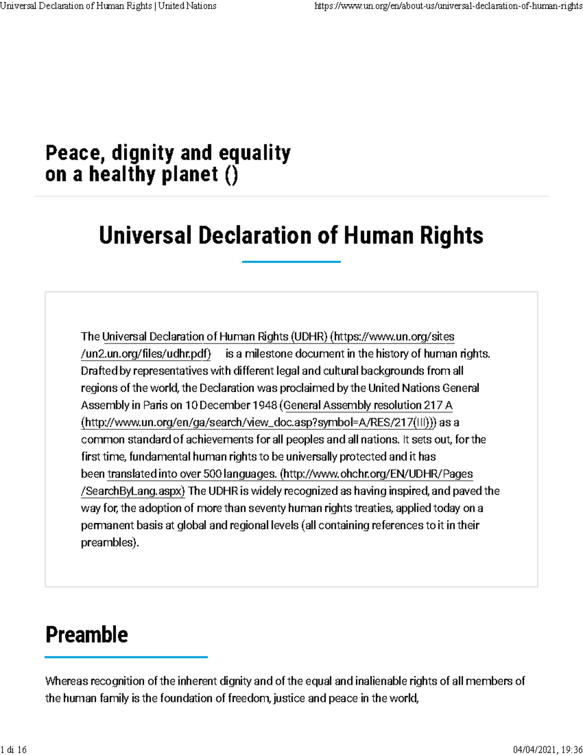 Universal Declaration of Human Rights (UDHR) Overview and Analysis ...