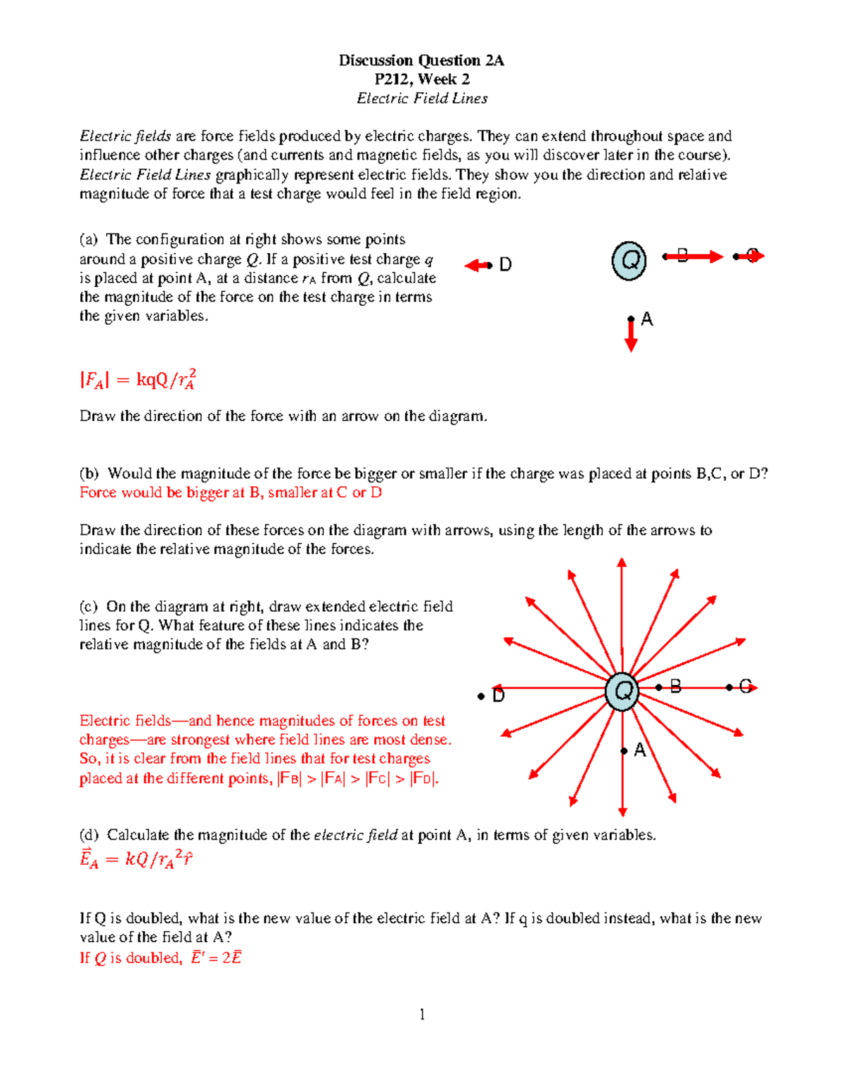 Problem Set Solutions 2: Week 2 Electric Fields and Forces Analysis ...