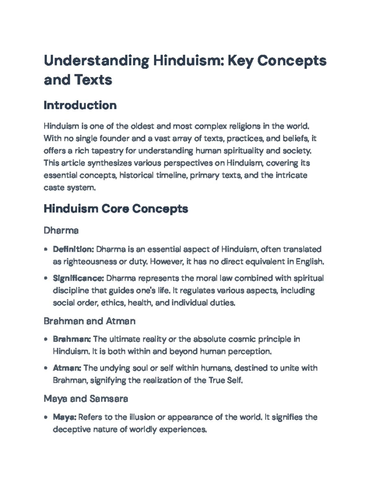 Understanding Hinduism: Key Concepts, Texts, and Caste System Analysis ...