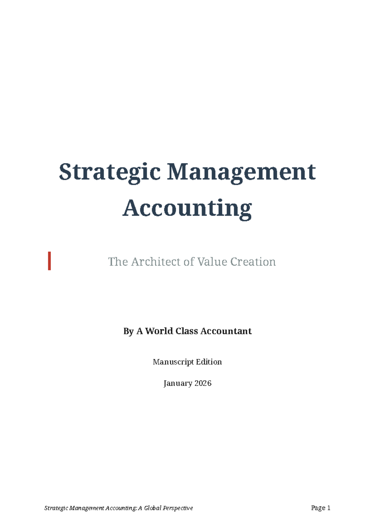 Strategic Management Accounting (SMA) Chapter 8: Performance ...
