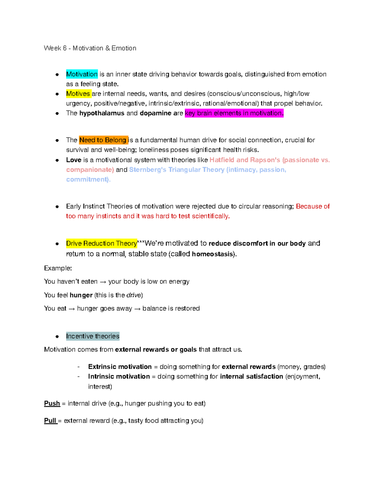 Psych 101 Final Exam Notes: Motivation, Emotion, and Mental Health ...