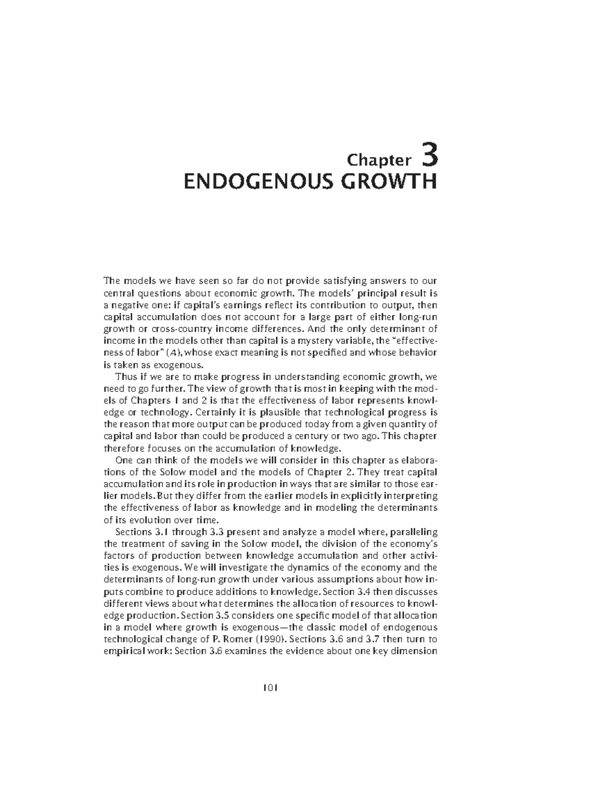 Romer Chapter 3: Endogenous Growth - Key Insights and Models - Studocu