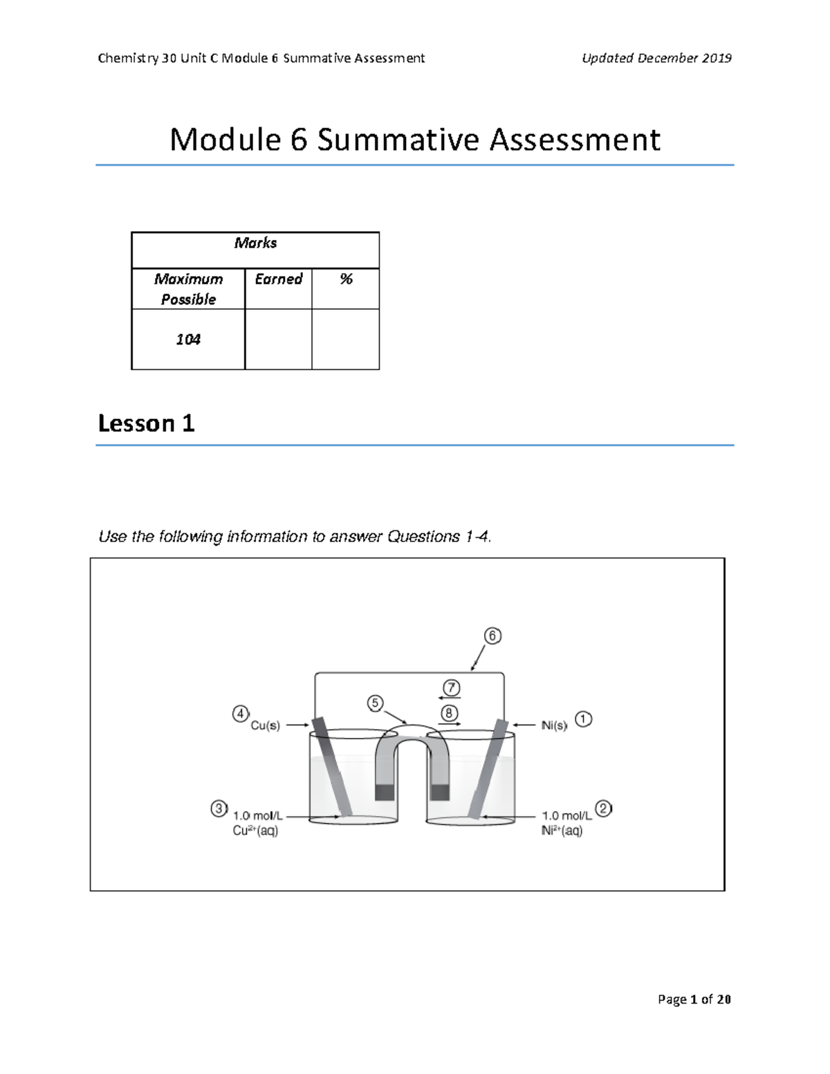Module 6 Summative Assessment: Electrochemical Cells & Reactions - Studocu