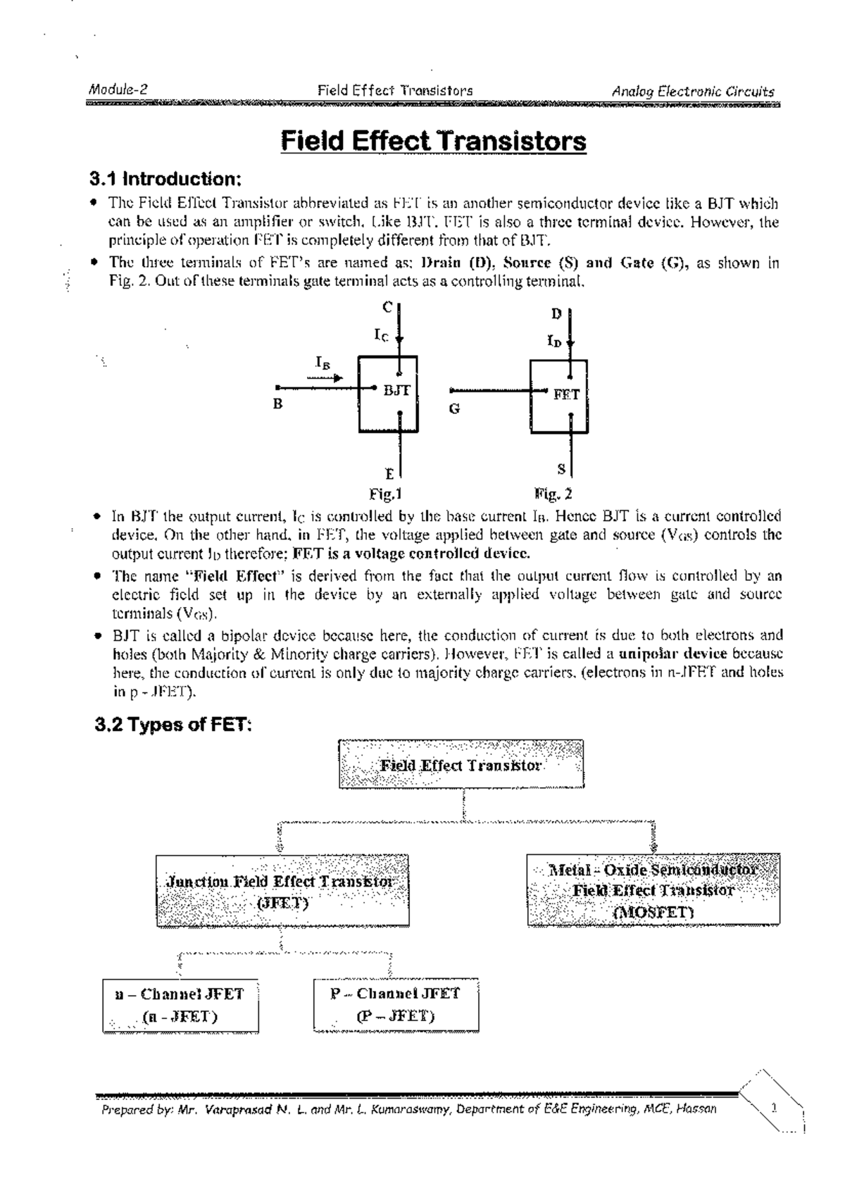 Field Effect Transistors (FET) - Analog Electronic Circuits Notes - Studocu