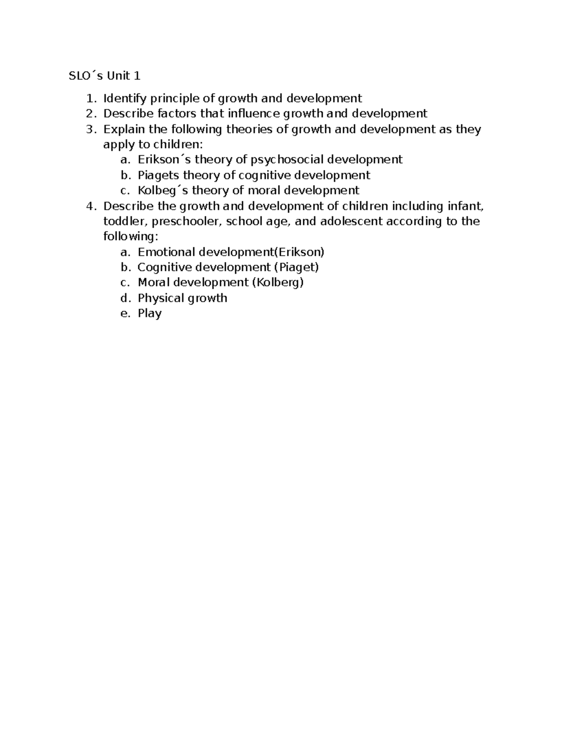 Nfdn 2005 midterms slo - SLO ́s Unit 1 1. Identify principle of growth ...