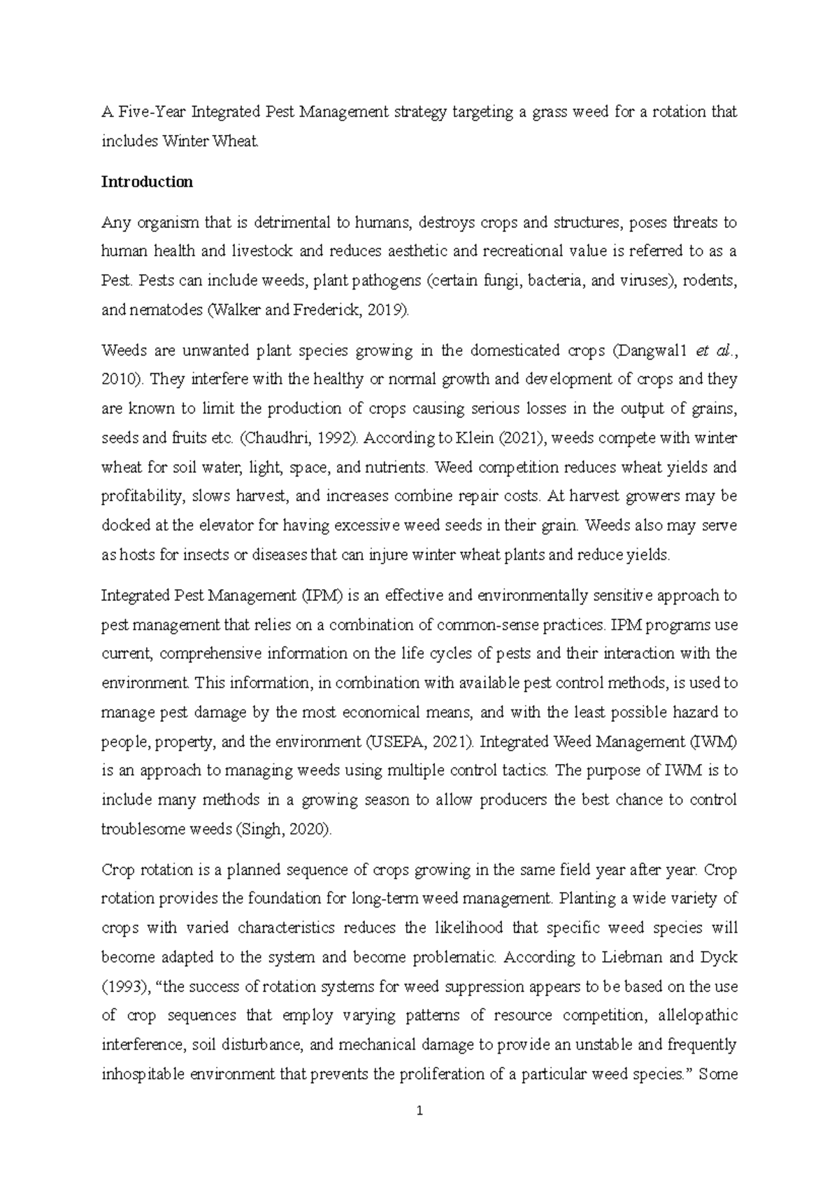 Principles of Crop Science 2 - A Five-Year Integrated Pest Management ...
