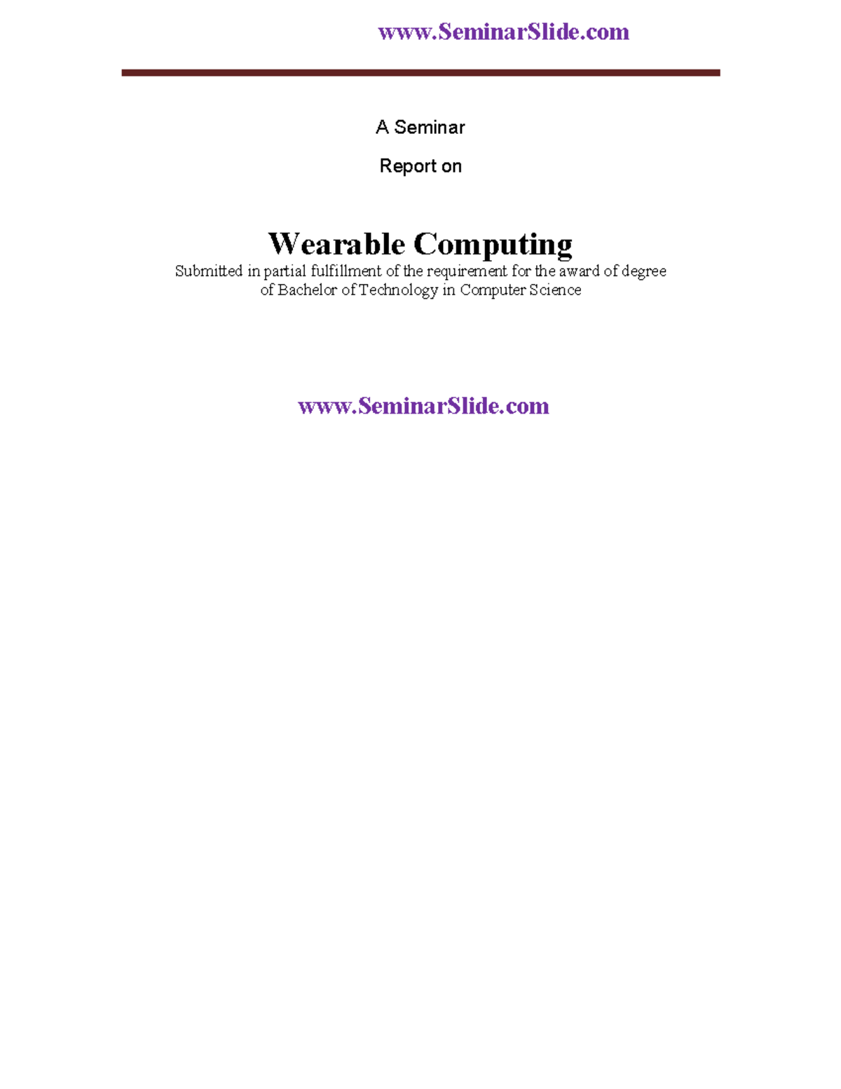 Wearable Computing Seminar Report - B.Tech CSE 8955 - Studocu