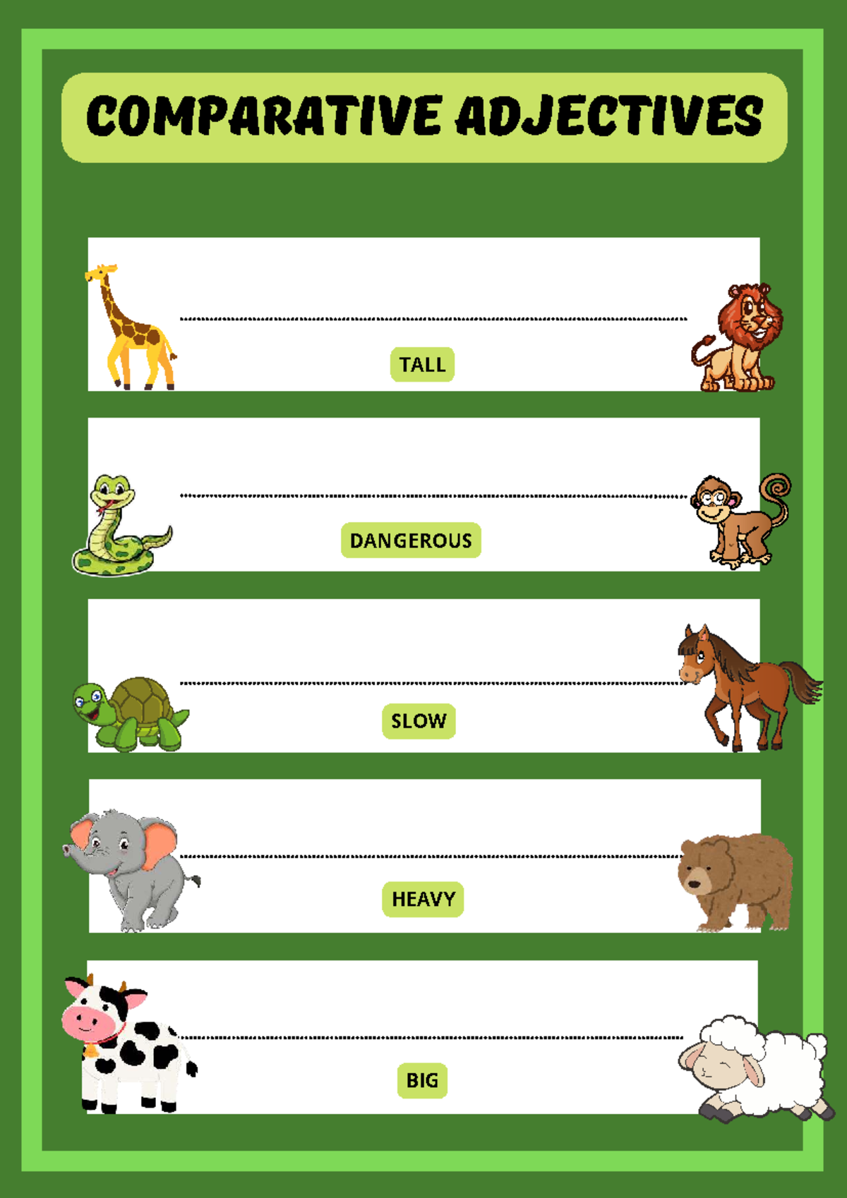 Comparative Adjectives - English Language - COMPARATIVE ADJECTIVES TALL ...