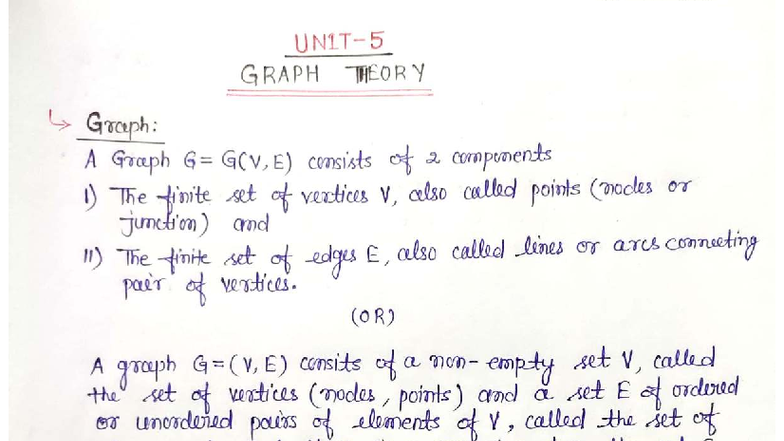 Graph Theory Concepts and Theorems - UNIT-5 (Discrete Mathematics ...