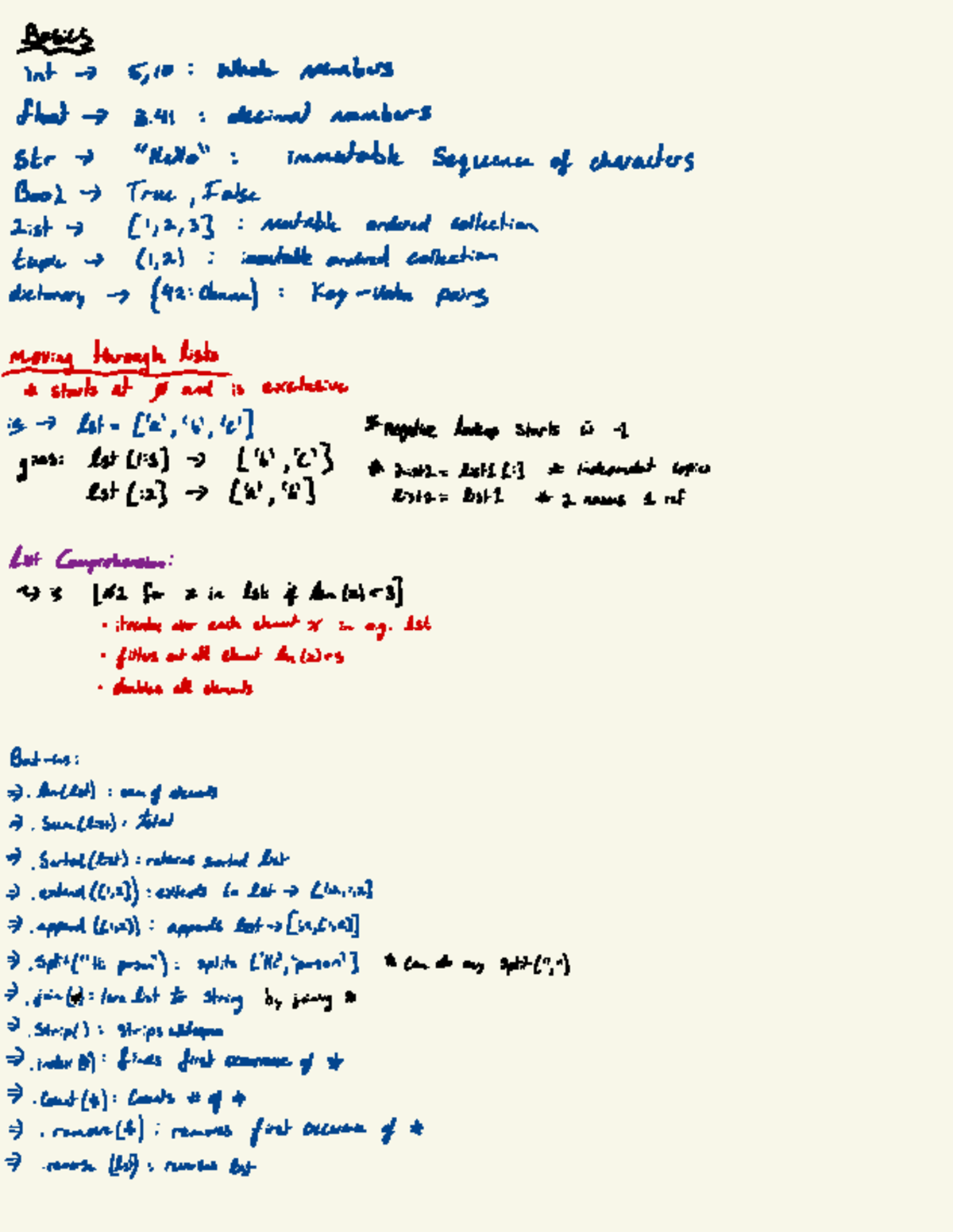 Python Basics: Data Structures and Functions Overview - Studocu