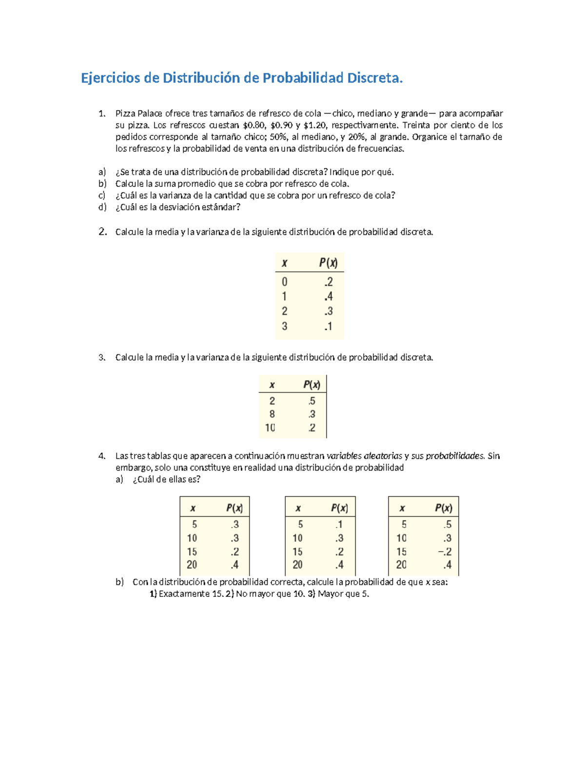 Ejercicios de Distribución de Probabilidad Discreta y Binomial - Studocu
