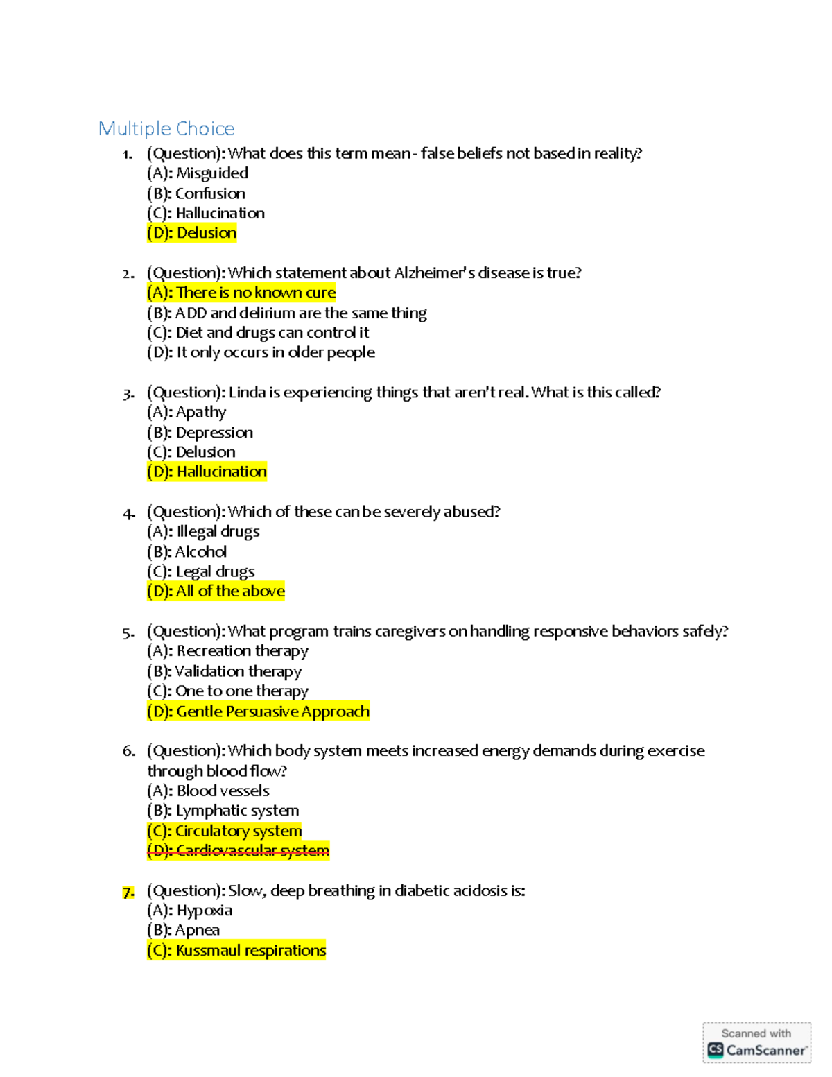 Practice Questions for PSW Course: Study Guide - Studocu