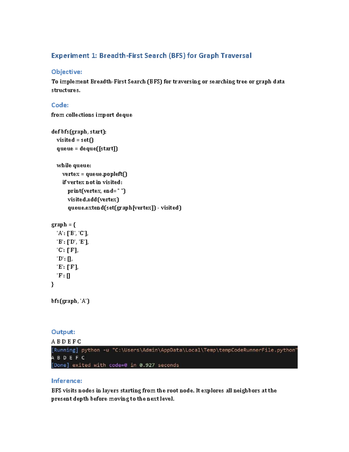 AI Practical File: Search Algorithms (BFS, DFS, A*) Experiments - Studocu