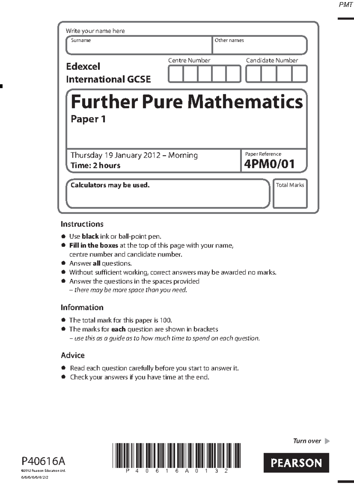 January 2012 QP - yeah - Turn over Edexcel International GCSE Centre ...