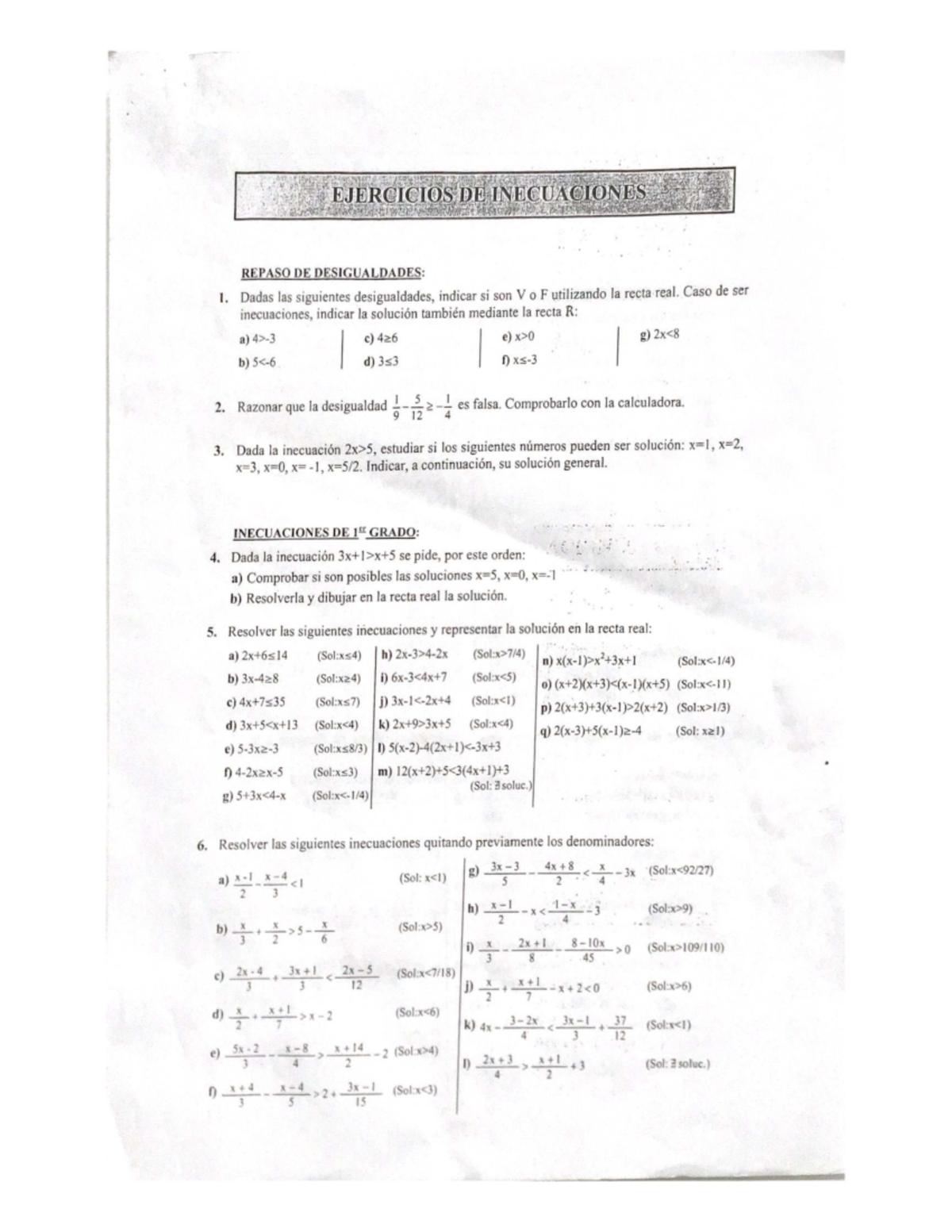 Ejercicios de Inecuaciones: REPASO y Resolución de Casos - Studocu