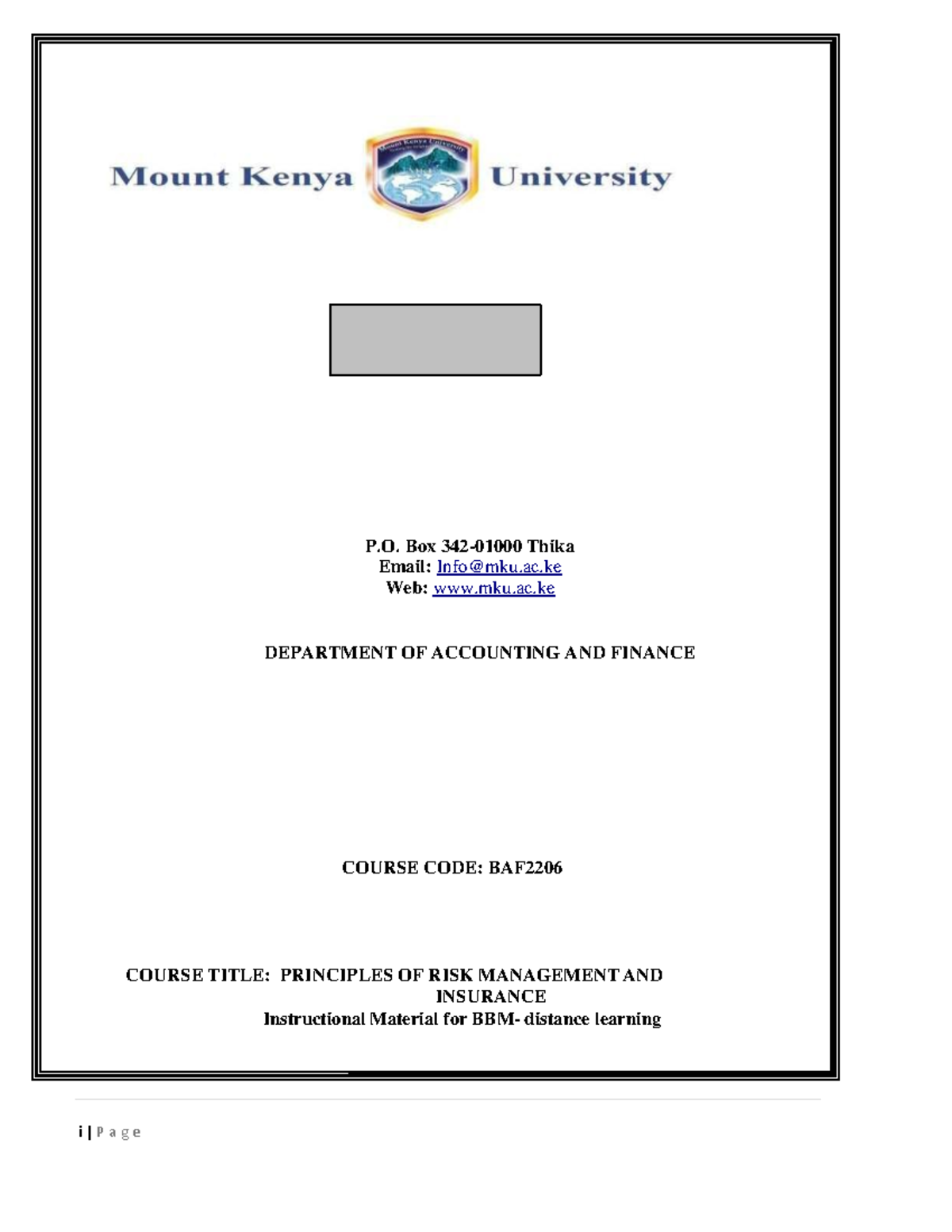BAF2206: Principles of Risk Management and Insurance Study Guide - Studocu