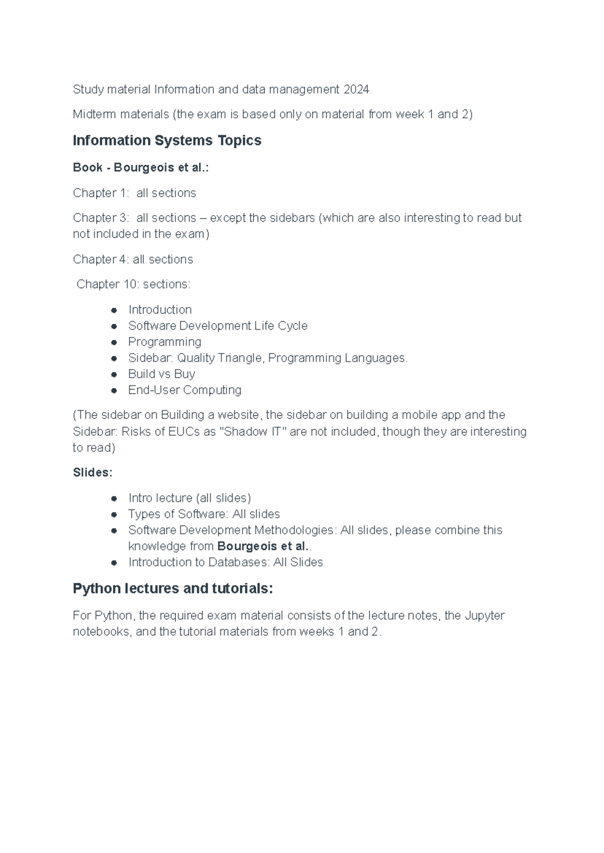 INFO 2024: Midterm Study Materials for Weeks 1 & 2 - Studeersnel