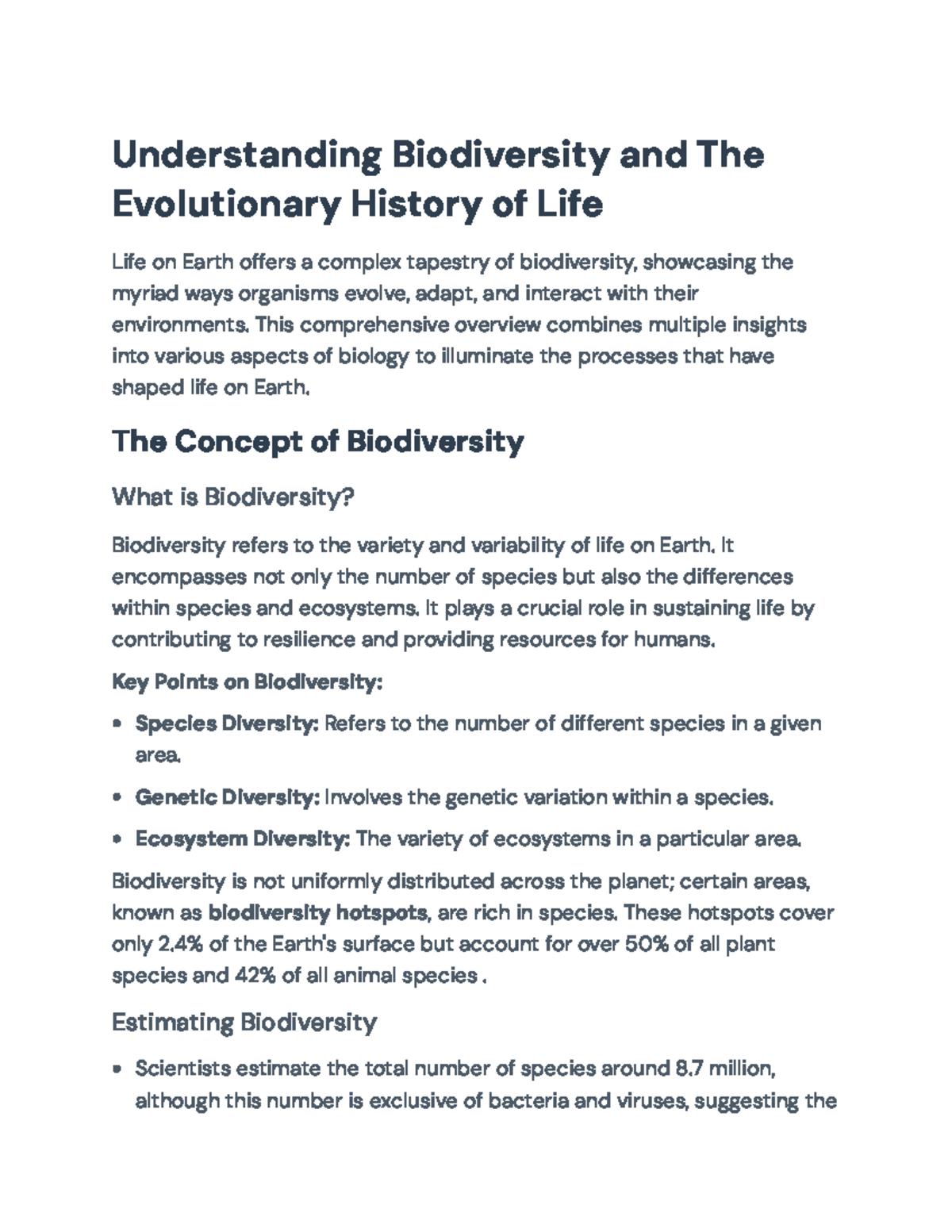 Biodiversity and Evolution: Understanding Life's Complex History ...