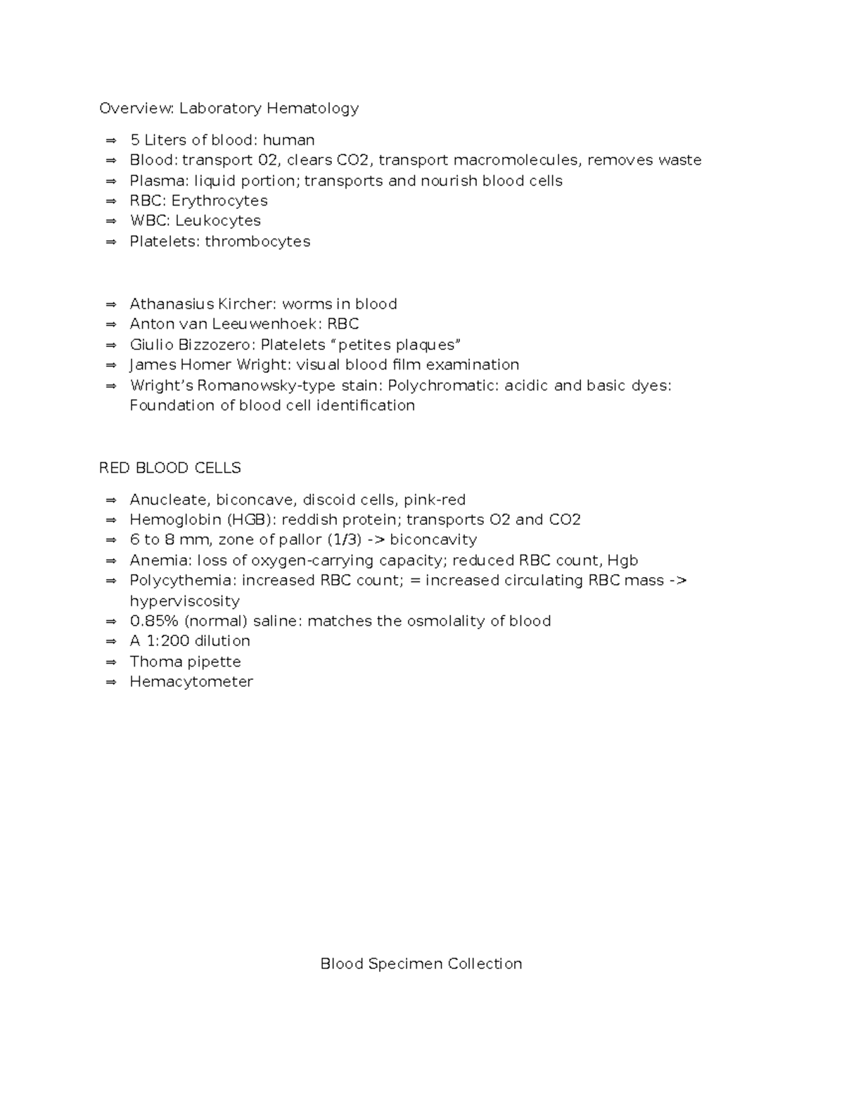 Rodak's Hematology notes - Overview: Laboratory Hematology 5 Liters of ...