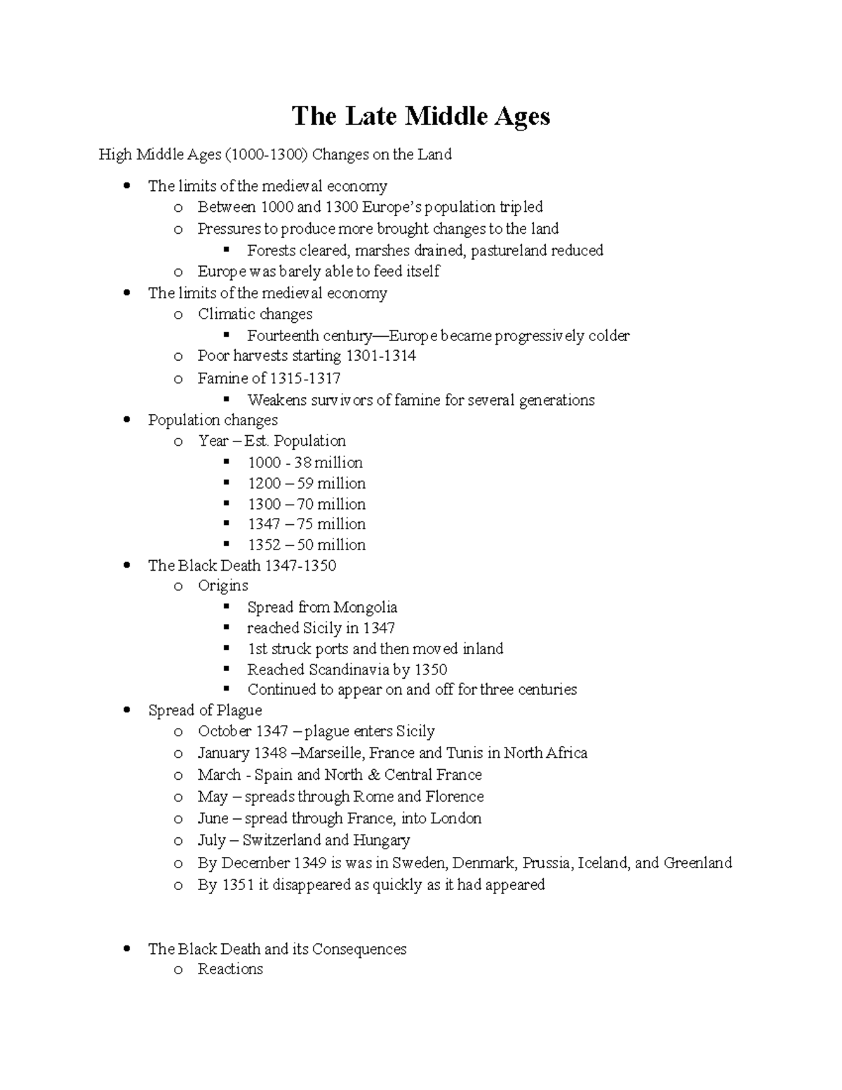 Notes on Historical Transformations - HIS 101 | Late Middle Ages ...