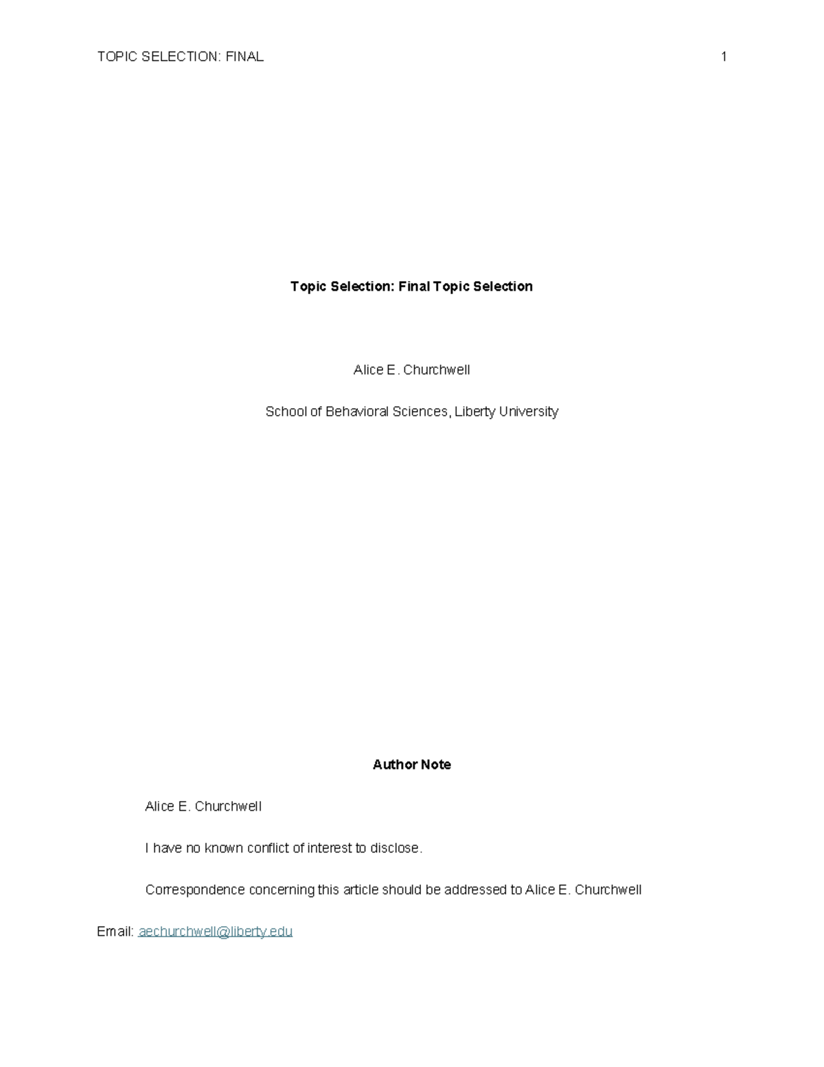 Final Topic Selection Example - CEFS515 - Studocu