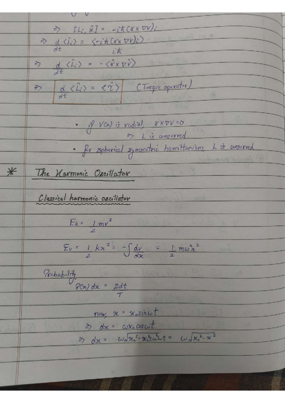 Quantum Mechanics Unit 2: Torque Operators & Harmonic Oscillators - Studocu