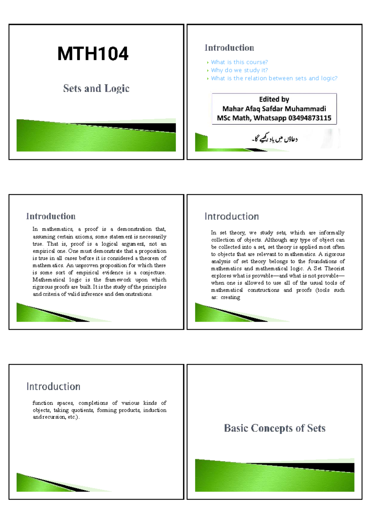 MTH104 Midterm Slides: Understanding Sets and Logic in Mathematics ...