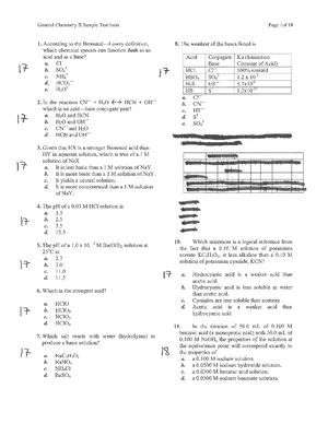 ACS Exam Cheat Sheet Chem 1212 - ACS General Chemistry Cheat Sheet Protons: positively charged ...