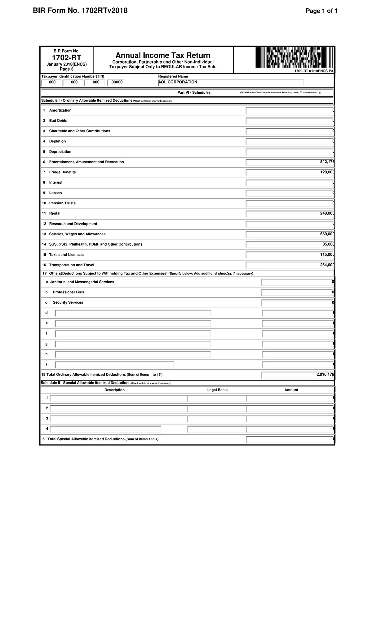 Introduction to Bir form sample problem - BIR Form No. 1702RTv2018 Page ...