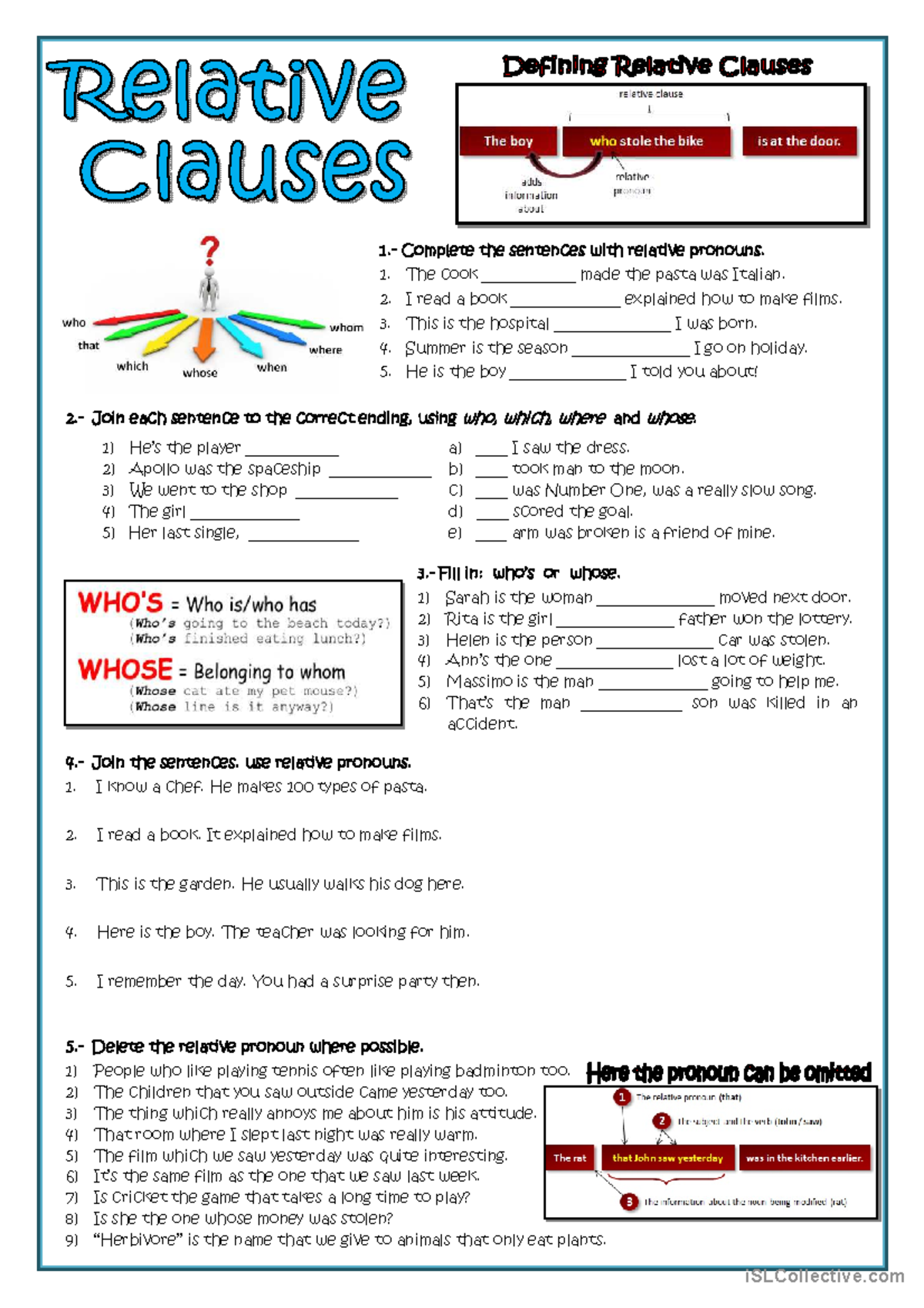 Relative Clauses Practice Exercises for English Grammar 101 - Studocu