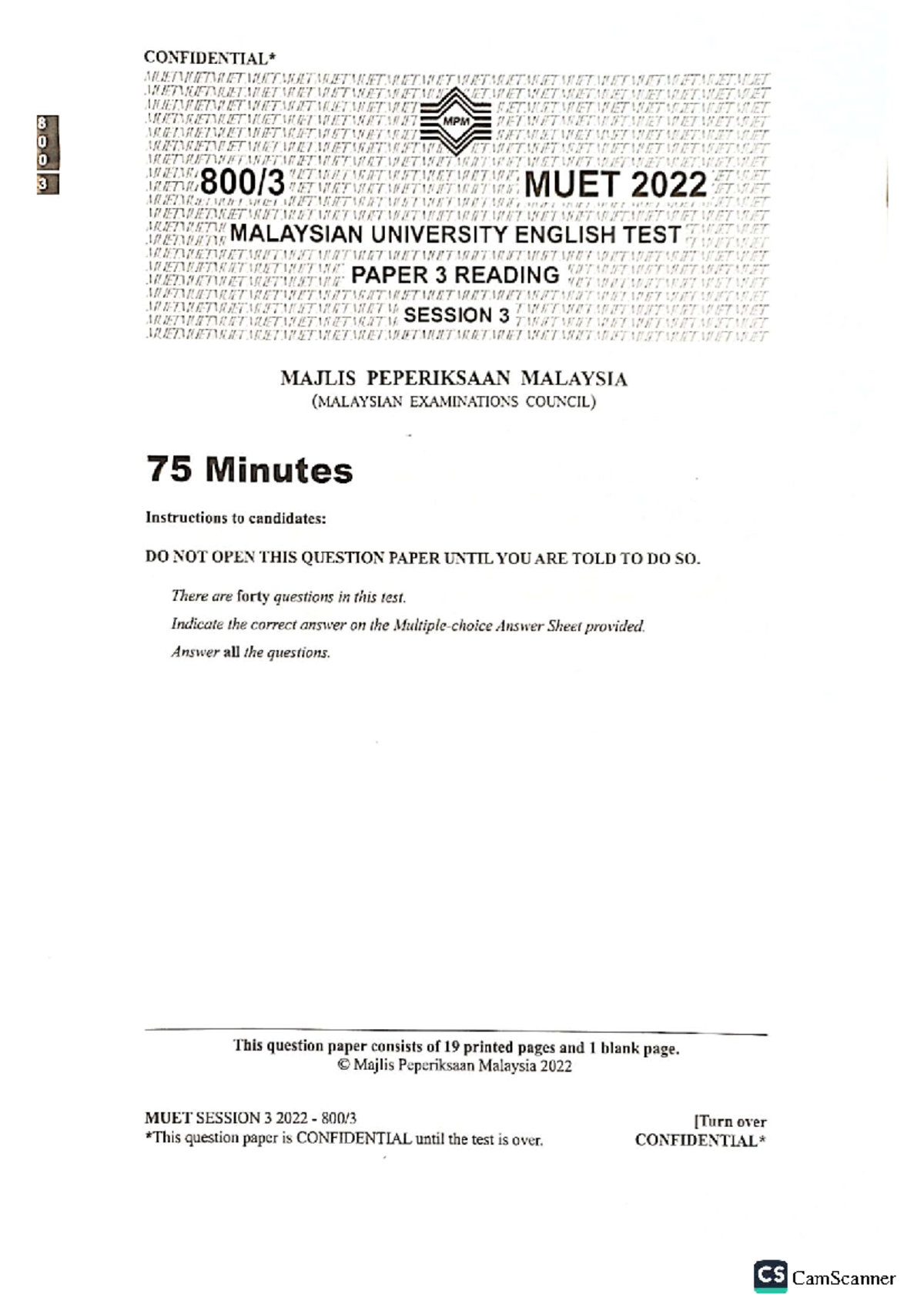 MUET 2022 S3 Reading & Writing Exam Paper Analysis - Studocu