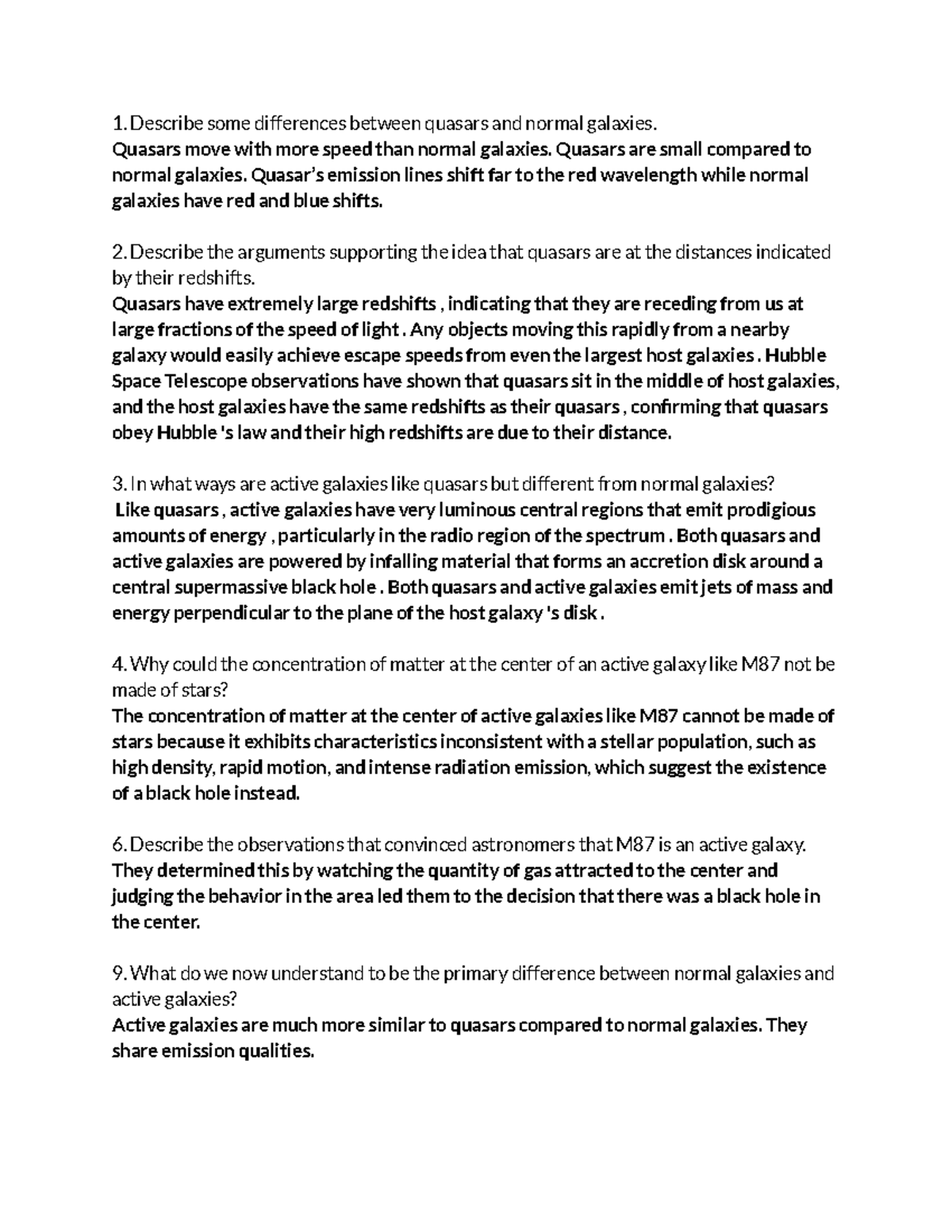 Astronomy 2e - Homework 25 Answers: Quasars vs. Active Galaxies - Studocu