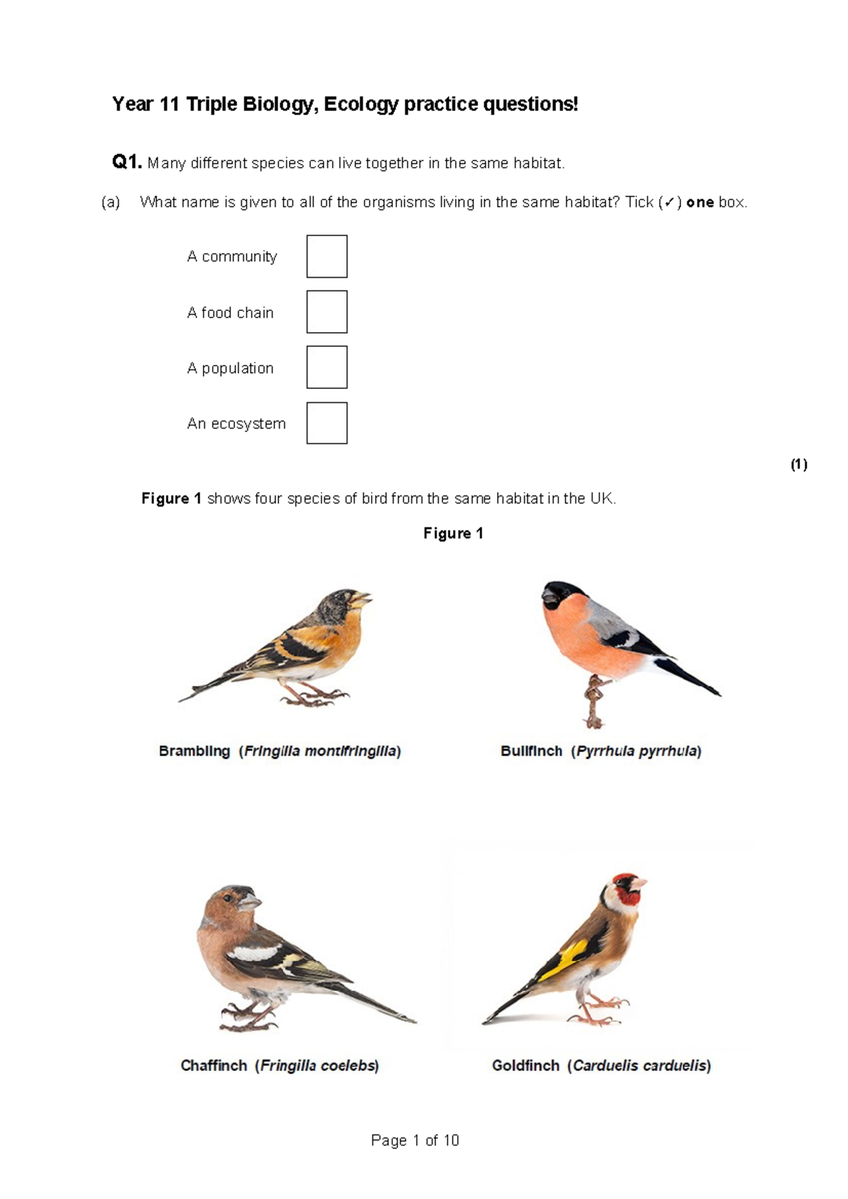 Year 11 Biology: Ecology Practice Questions and Answers - Studocu