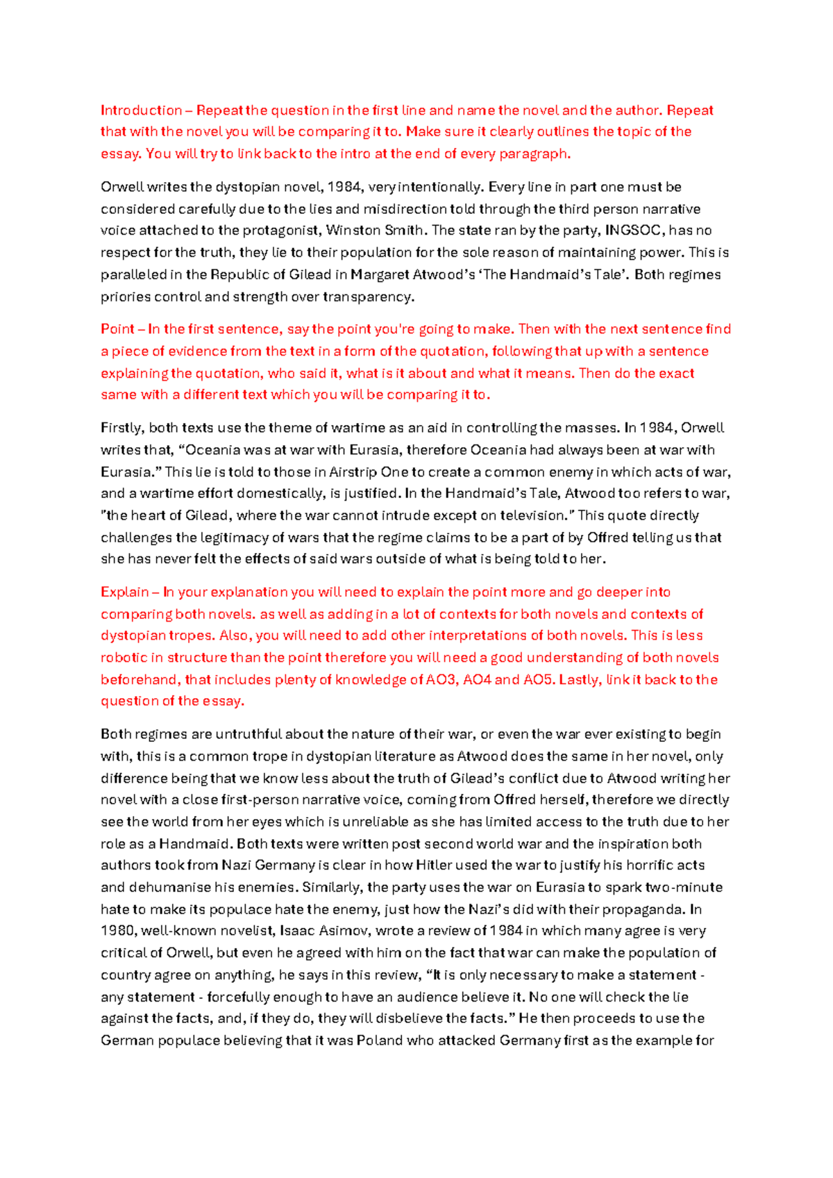 Dystopia Comparison Essay Plan: Analyzing Orwell's 1984 & Atwood's ...