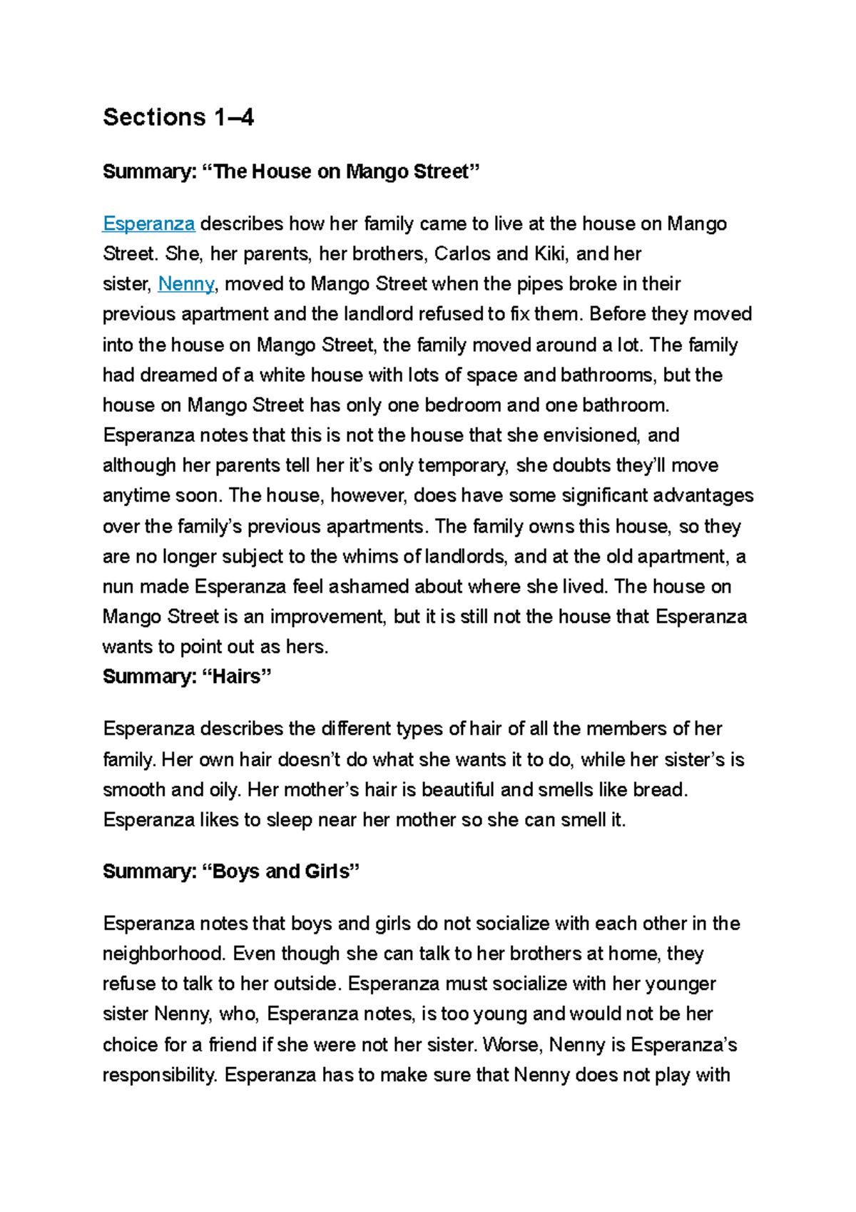 Sandra Cisneros - The House on the Mango street - Summary and analysis ...