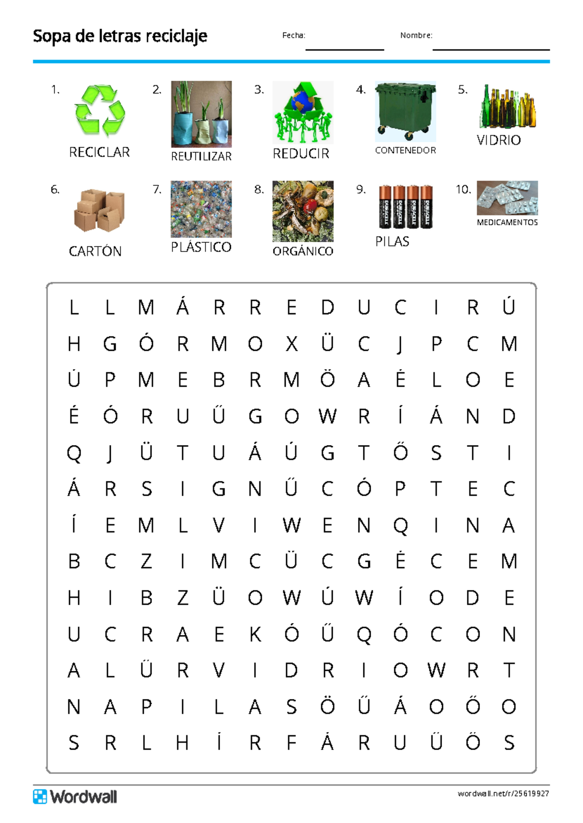 Sopa de Letras: Reciclaje y Conciencia Ambiental en Actividades - Studocu