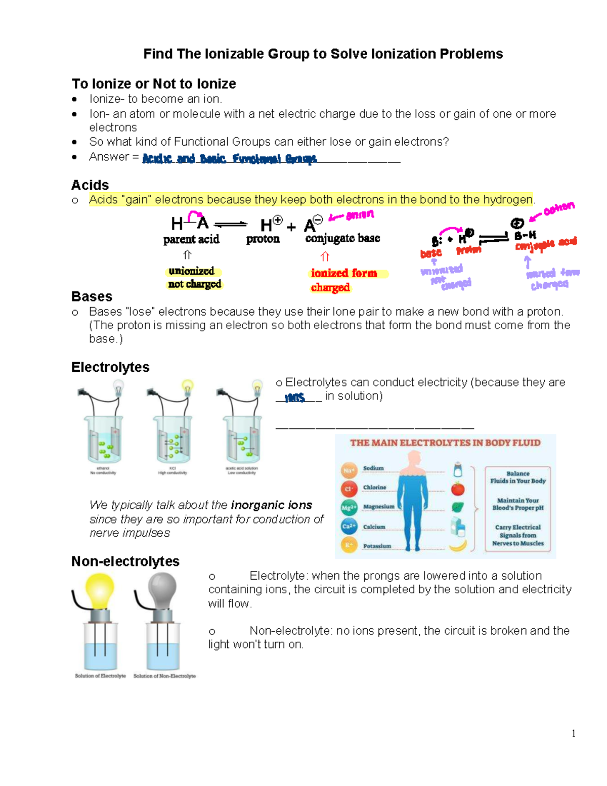 Ionization of Functional Groups: Acidic & Basic Forms Explained - Studocu