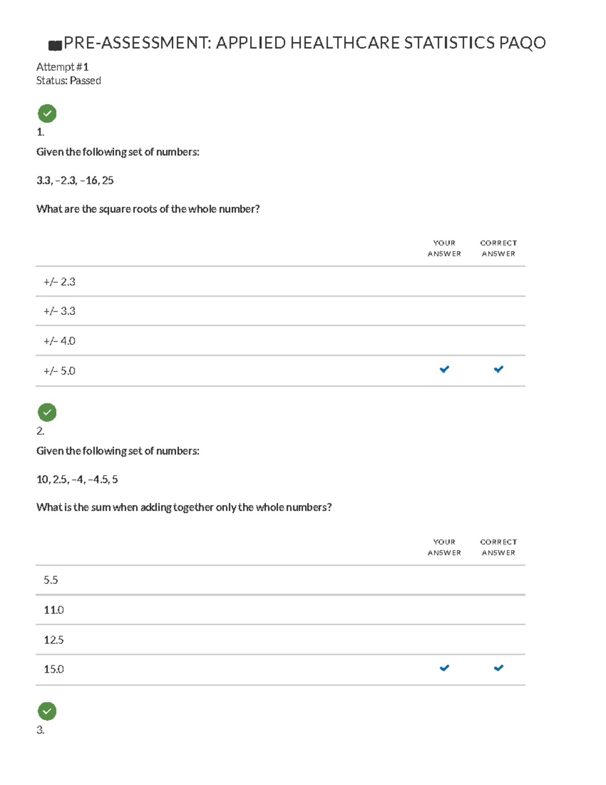 Stats Pre-Assessment & Module Review: Applied Healthcare Statistics ...