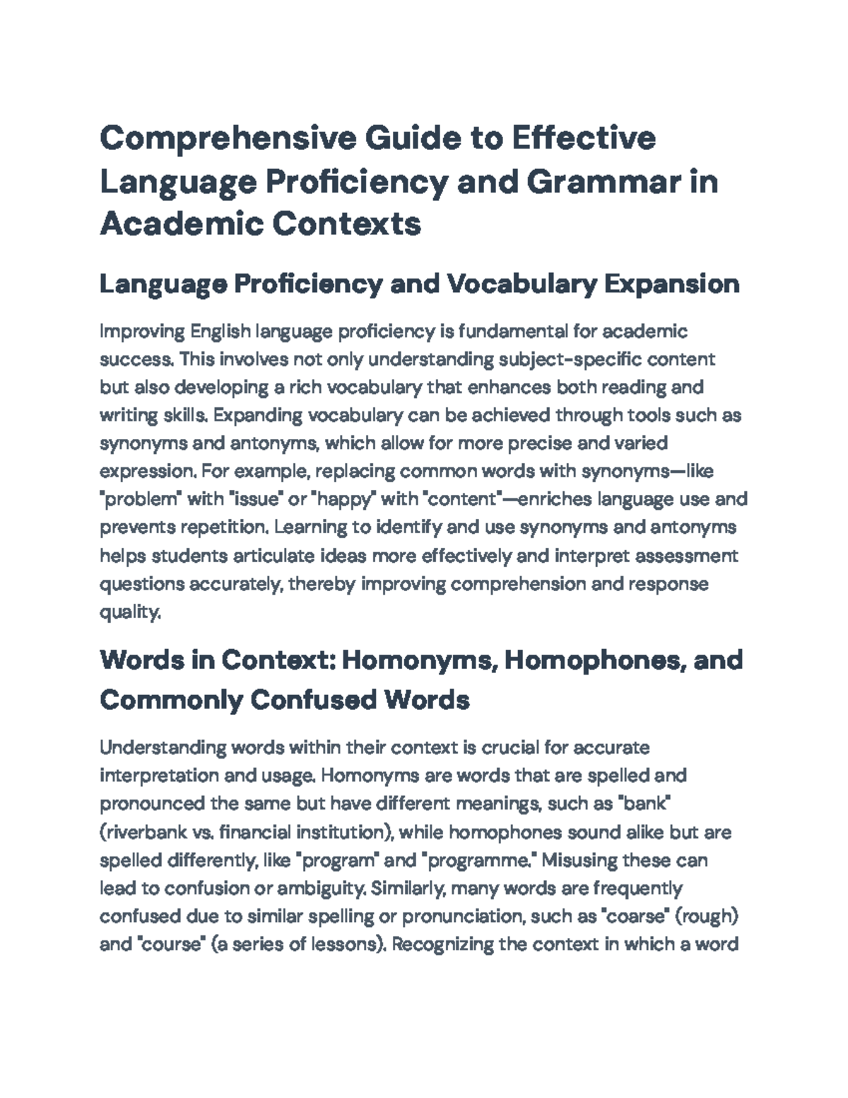 Comprehensive Guide to Language Proficiency & Writing Skills (ENG 101 ...