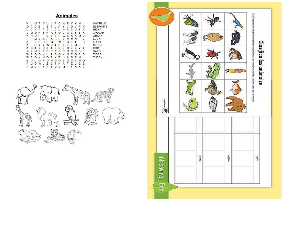 Clasificación de Animales - Sopa de Letras BH3 2 - Studocu
