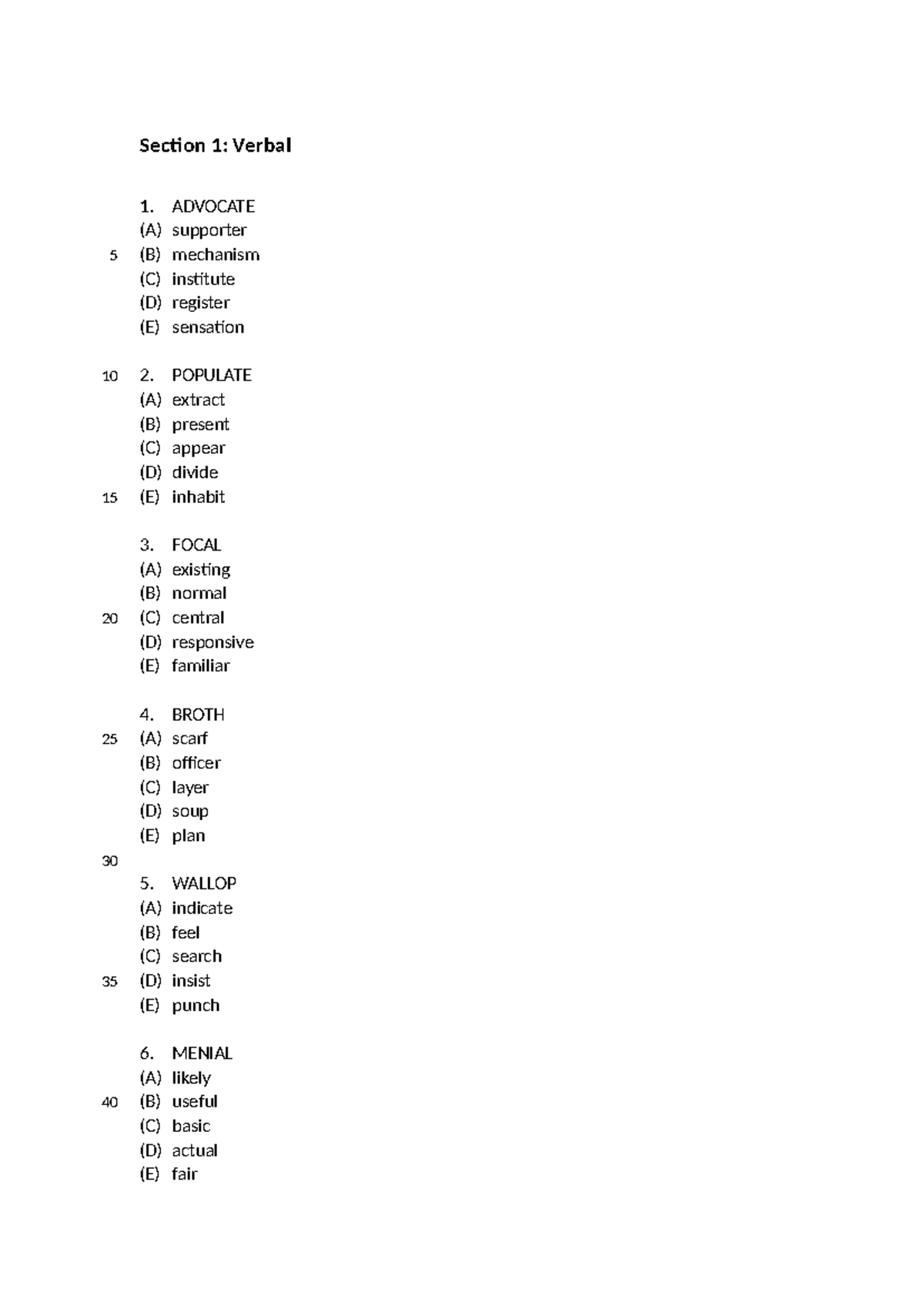 SSAT Practice Questions: Verbal, Math, and Reading Sections - Studocu